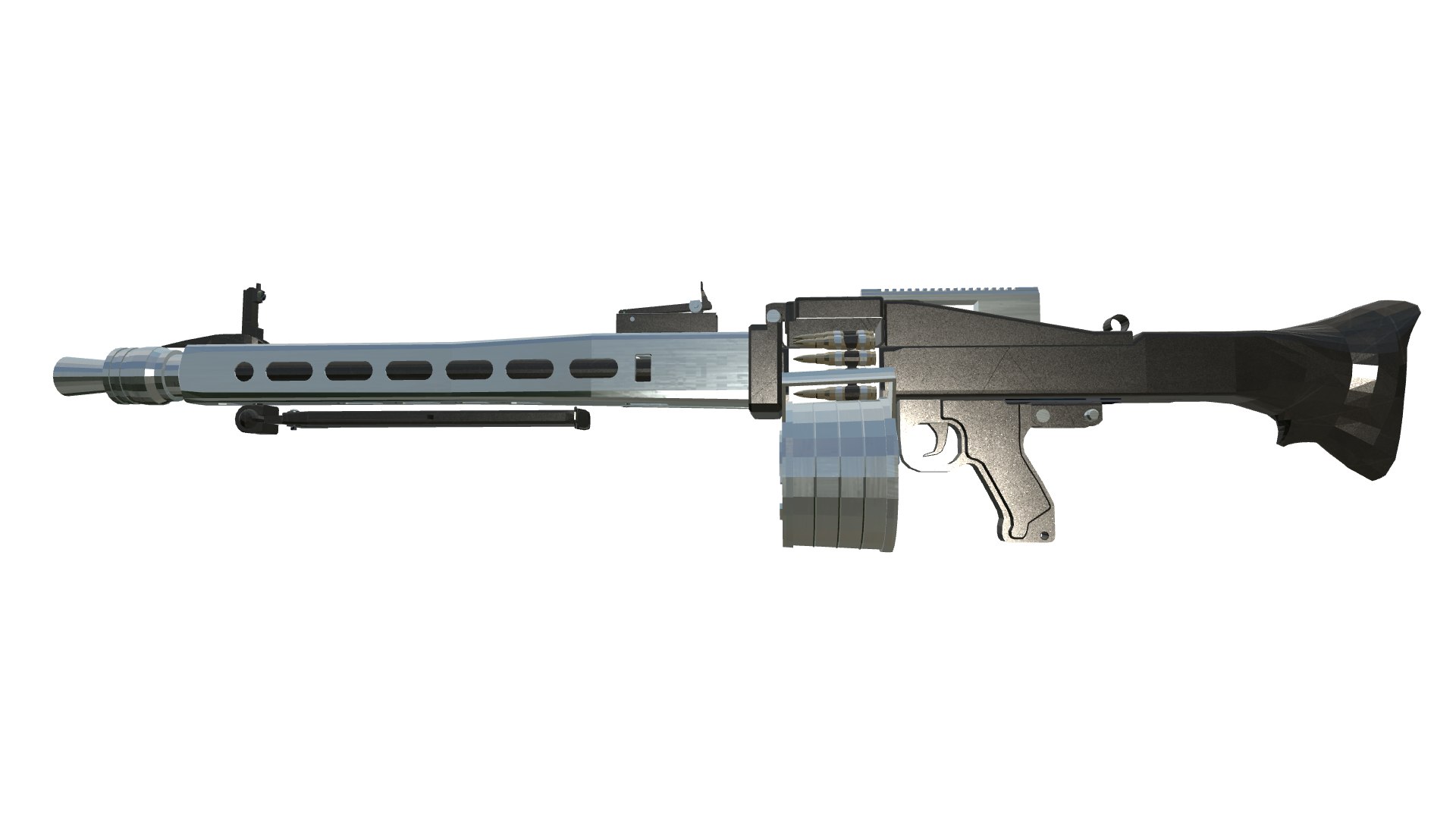 Low-Poly Light Machine Gun MG42 3D Model Model - TurboSquid 2215546