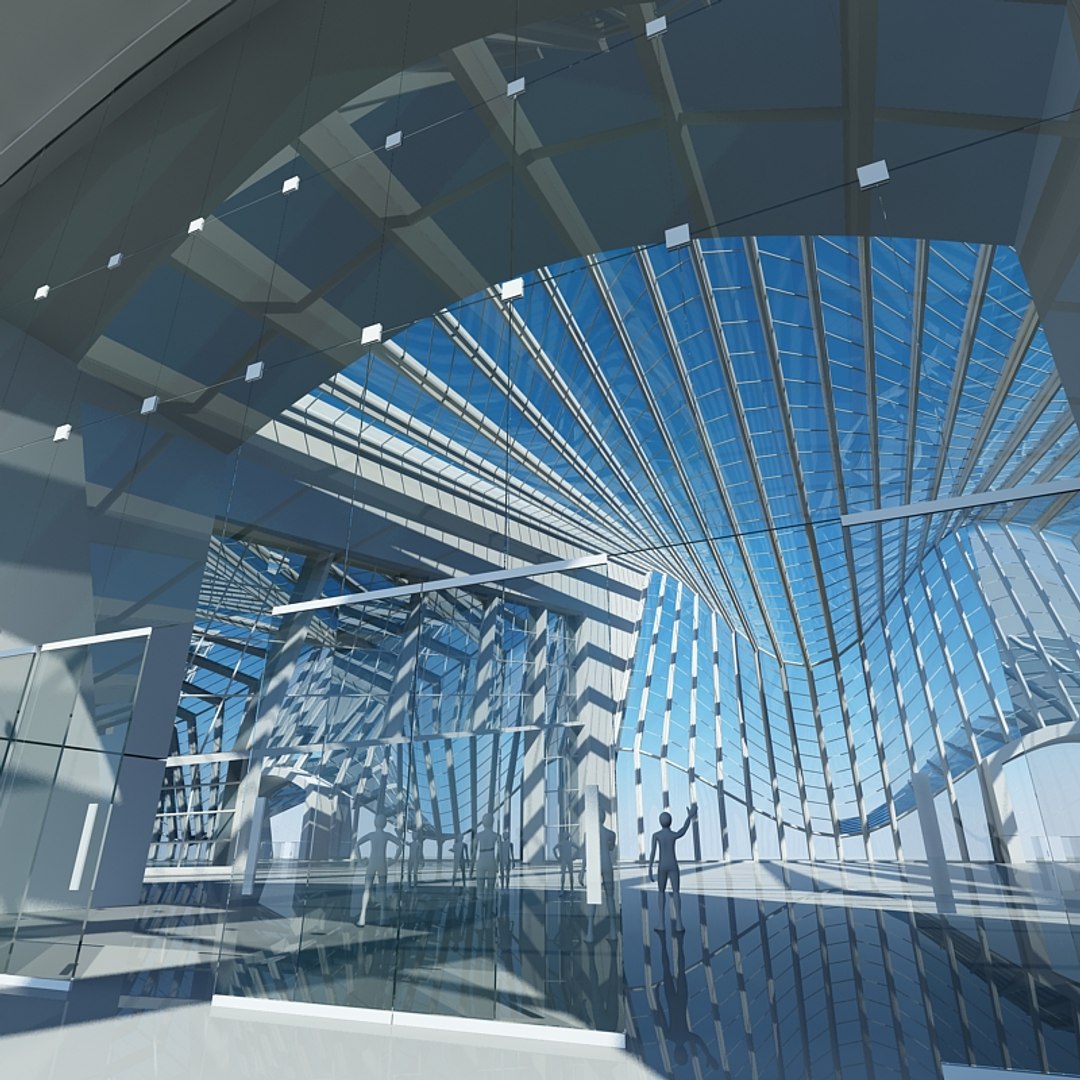 3d large architectural interior model