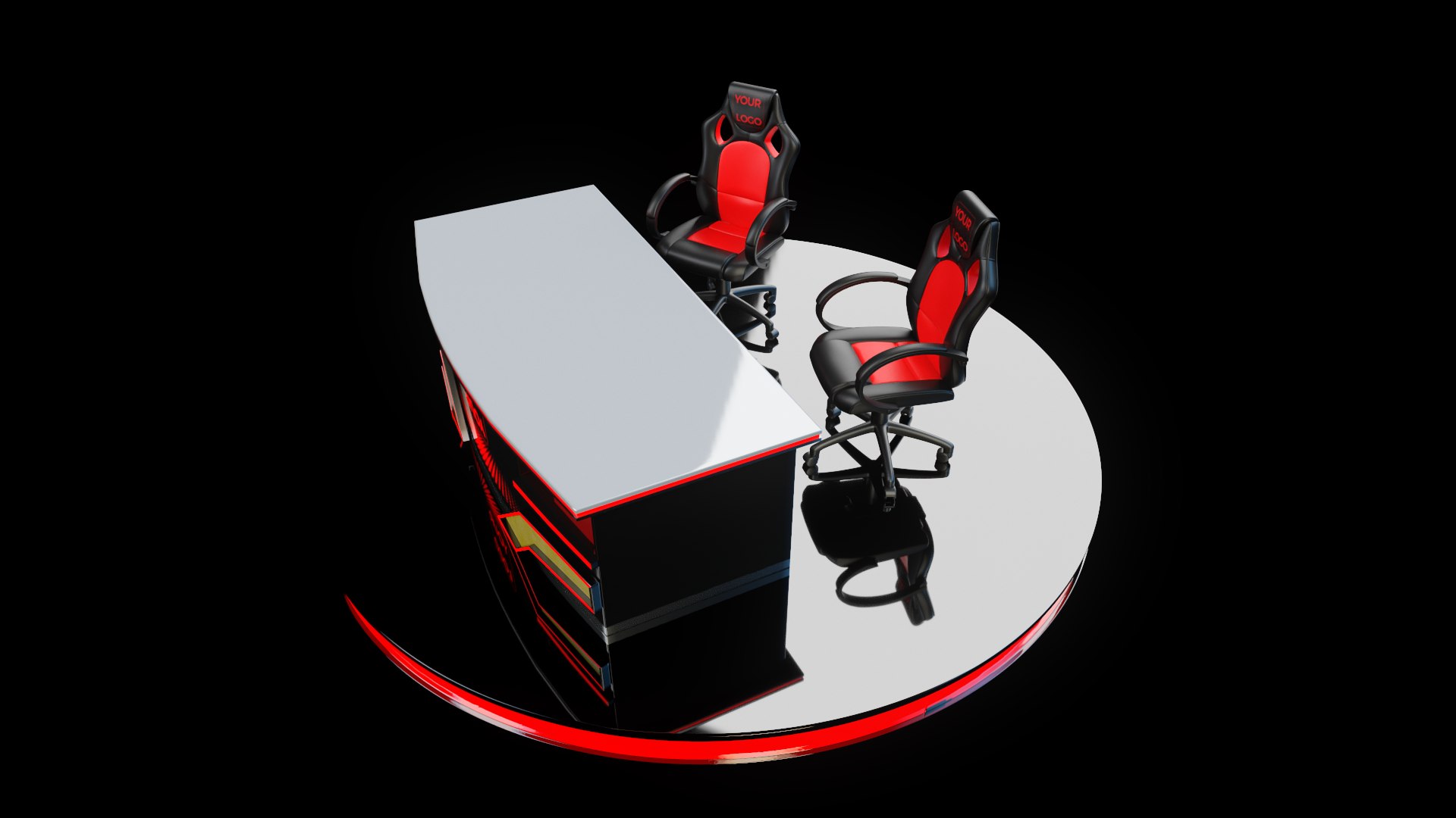 Gaming Chair With Table Virtual Set 3D Model - TurboSquid 1756323