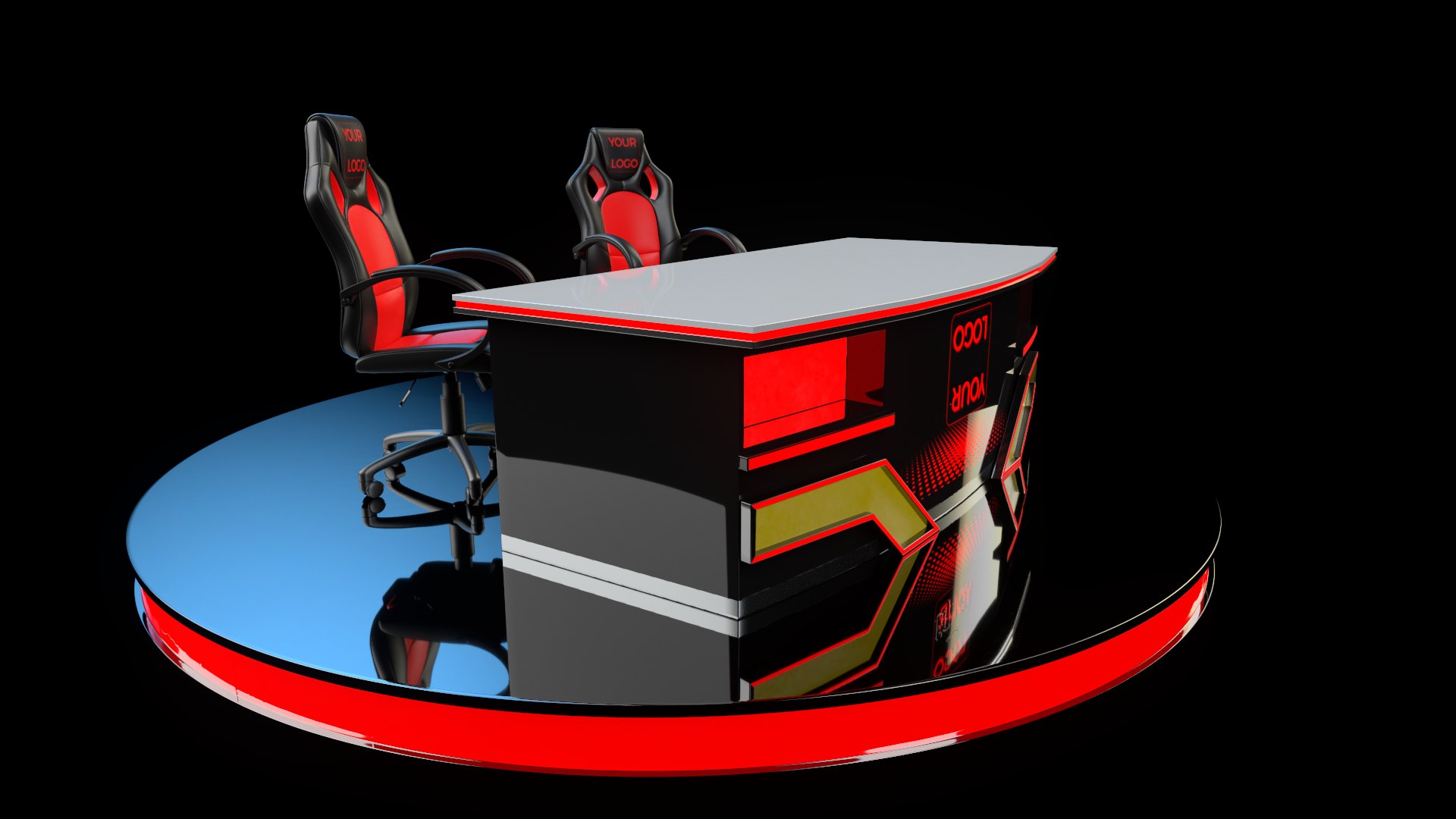 Gaming Chair With Table Virtual Set 3D Model - TurboSquid 1756323