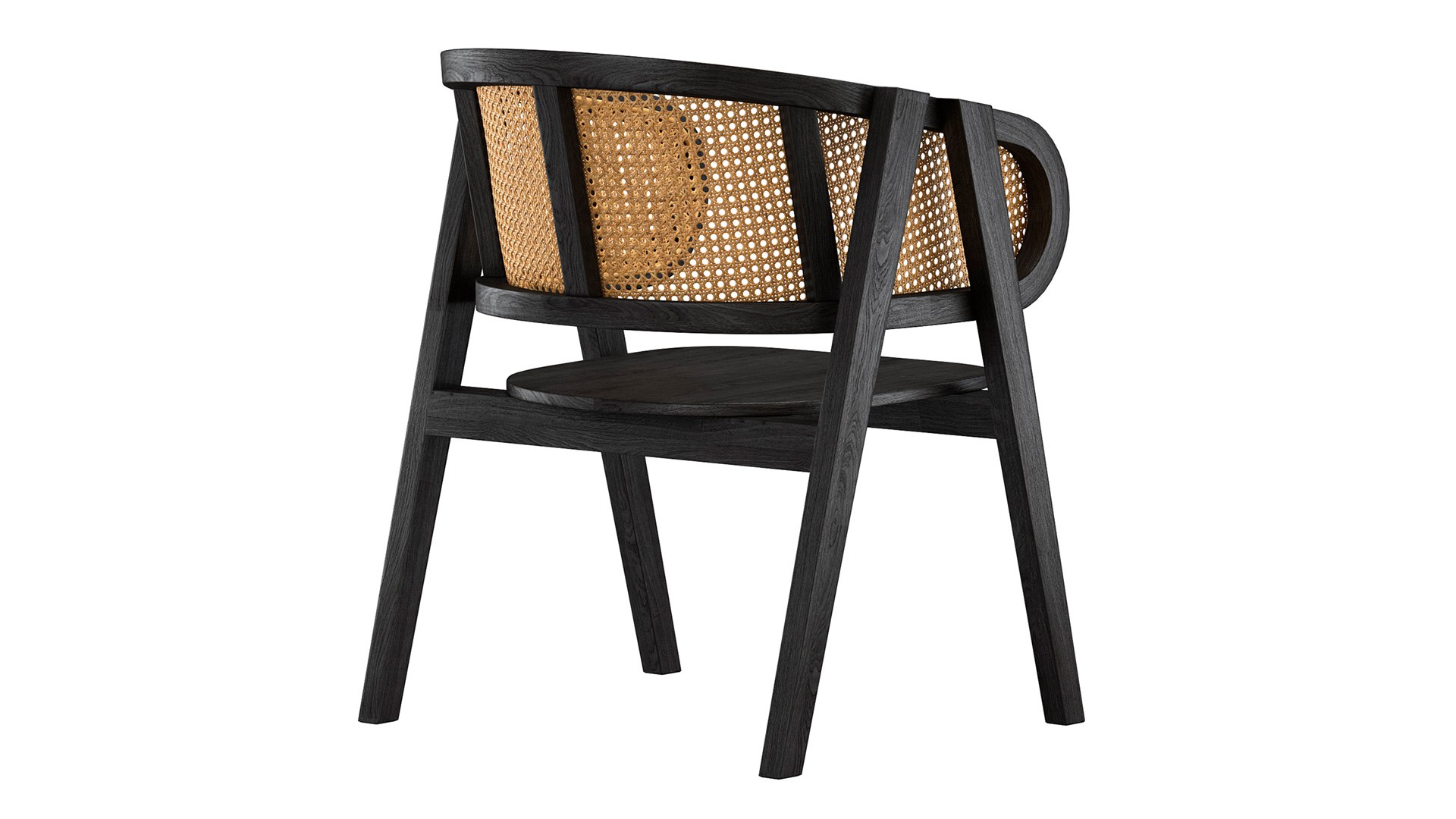Black Modern wooden rattan chair 3D model - TurboSquid 2104906