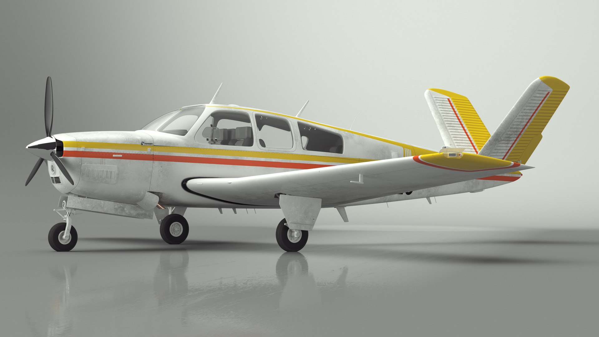 Single Engine Private Aircraft Beechcraft Bonanza S35 Rigged For Cinema ...