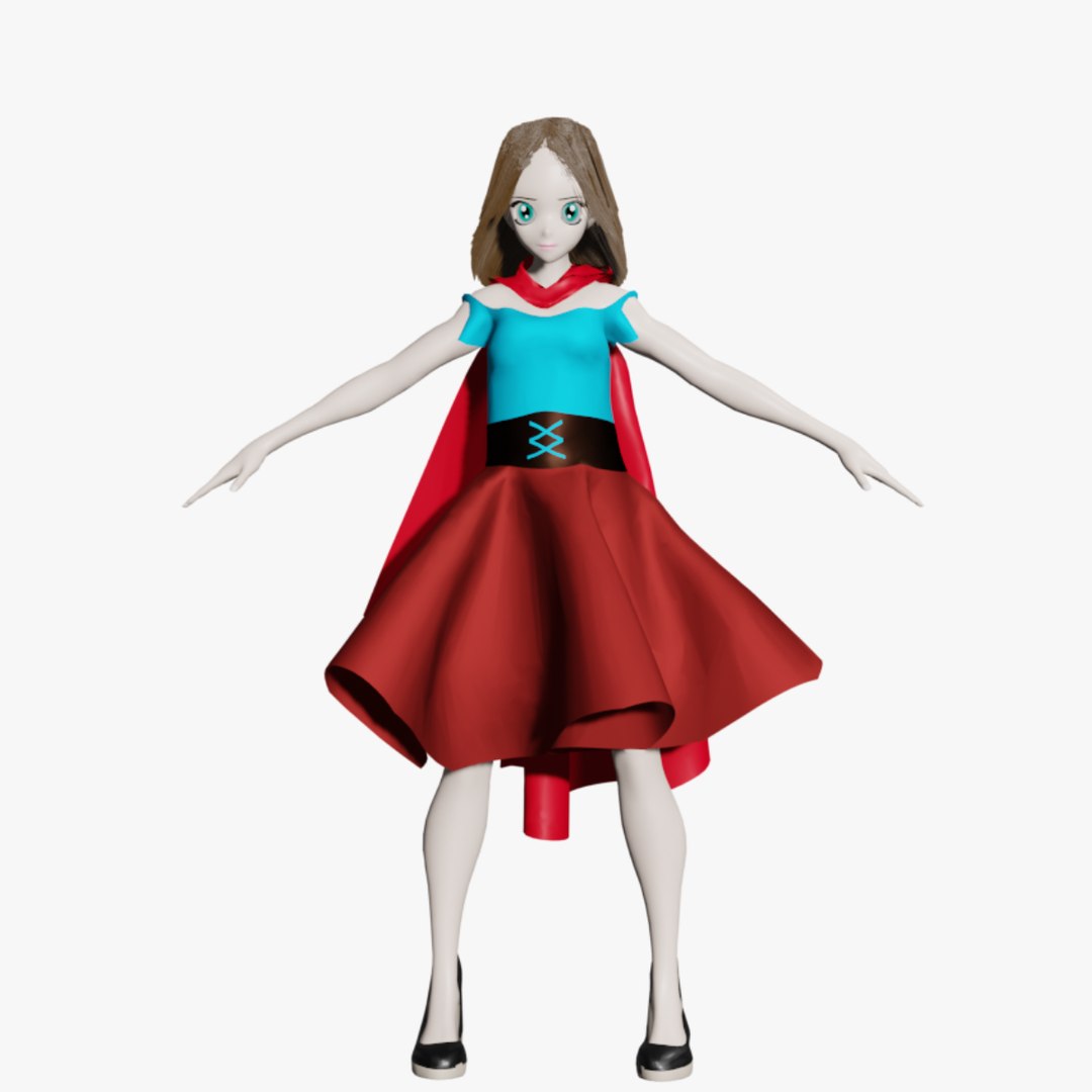 3D Anime teenage Mage girl Character with a beautiful outfit model ...