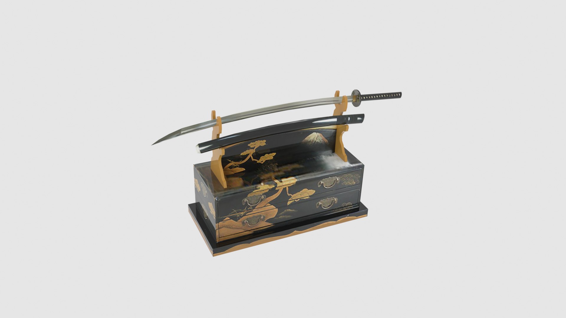 3D Japanese Sword Display Stand - TurboSquid 2277655