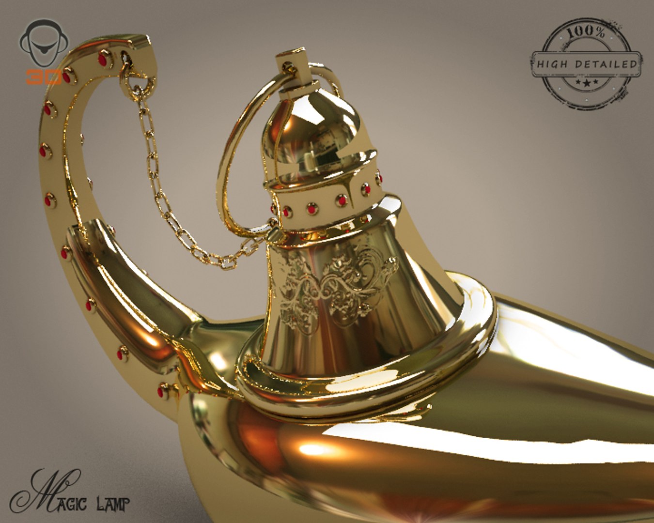 Gold Magic Lamp 3d Max