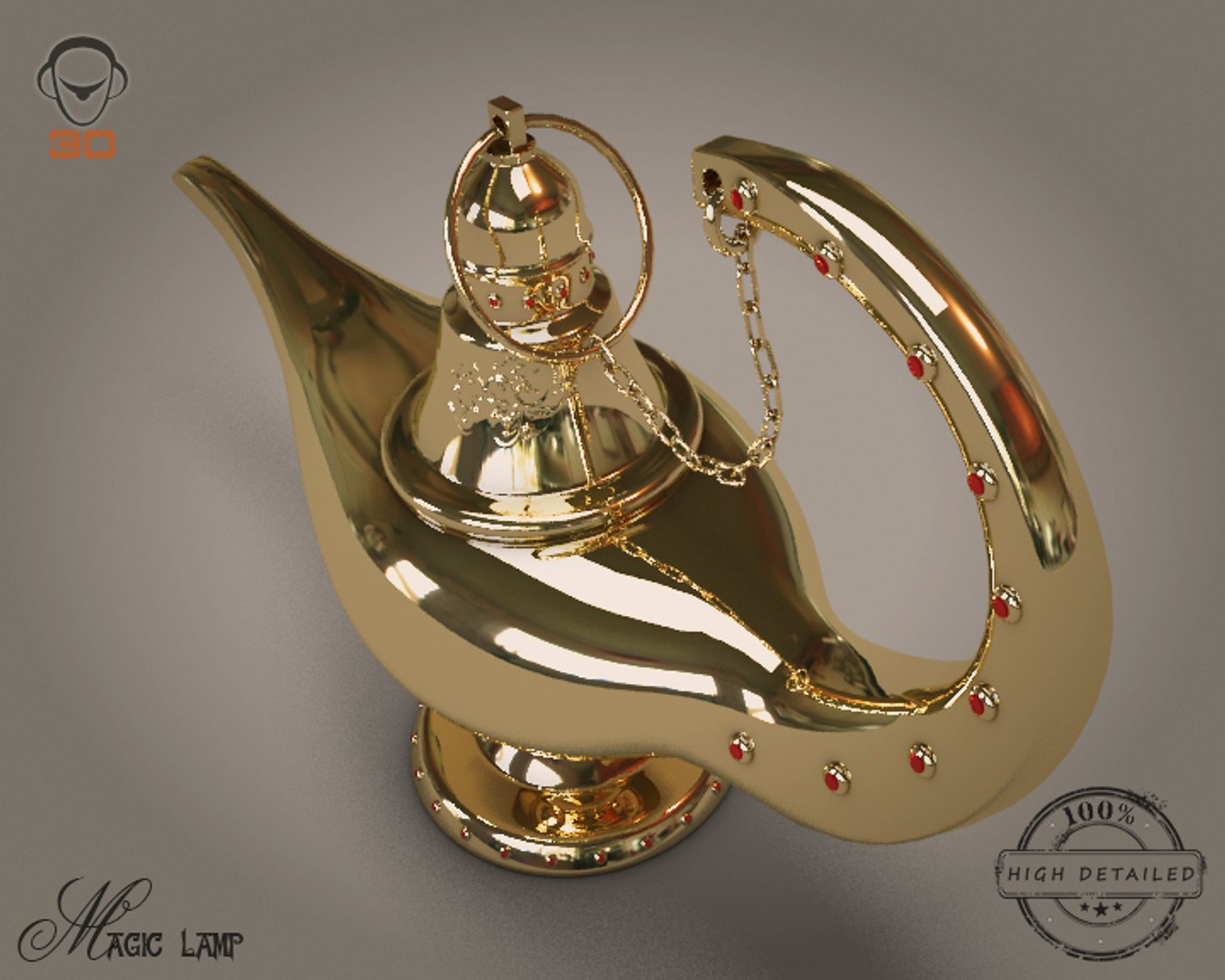 Gold Magic Lamp 3d Max