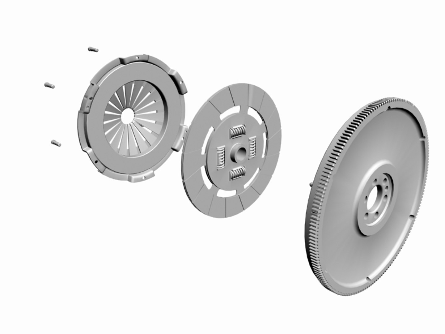 3d Model Clutch Flywheel Assembly Engine