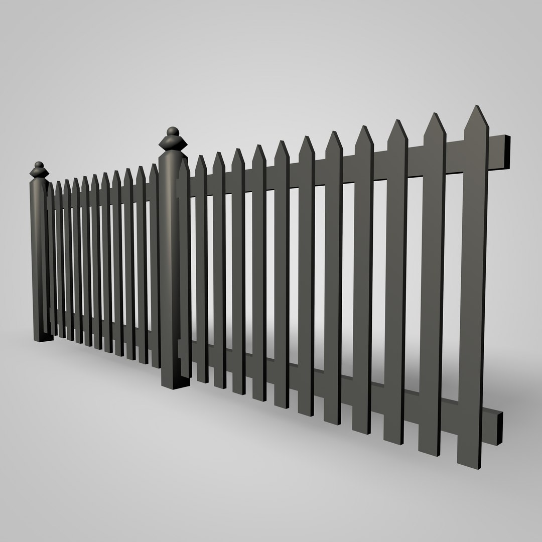 3d wooden fence model