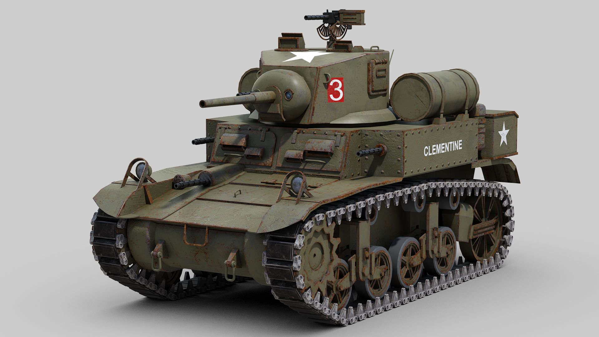 M3A1 Stuart Tank 3D - TurboSquid 1893323