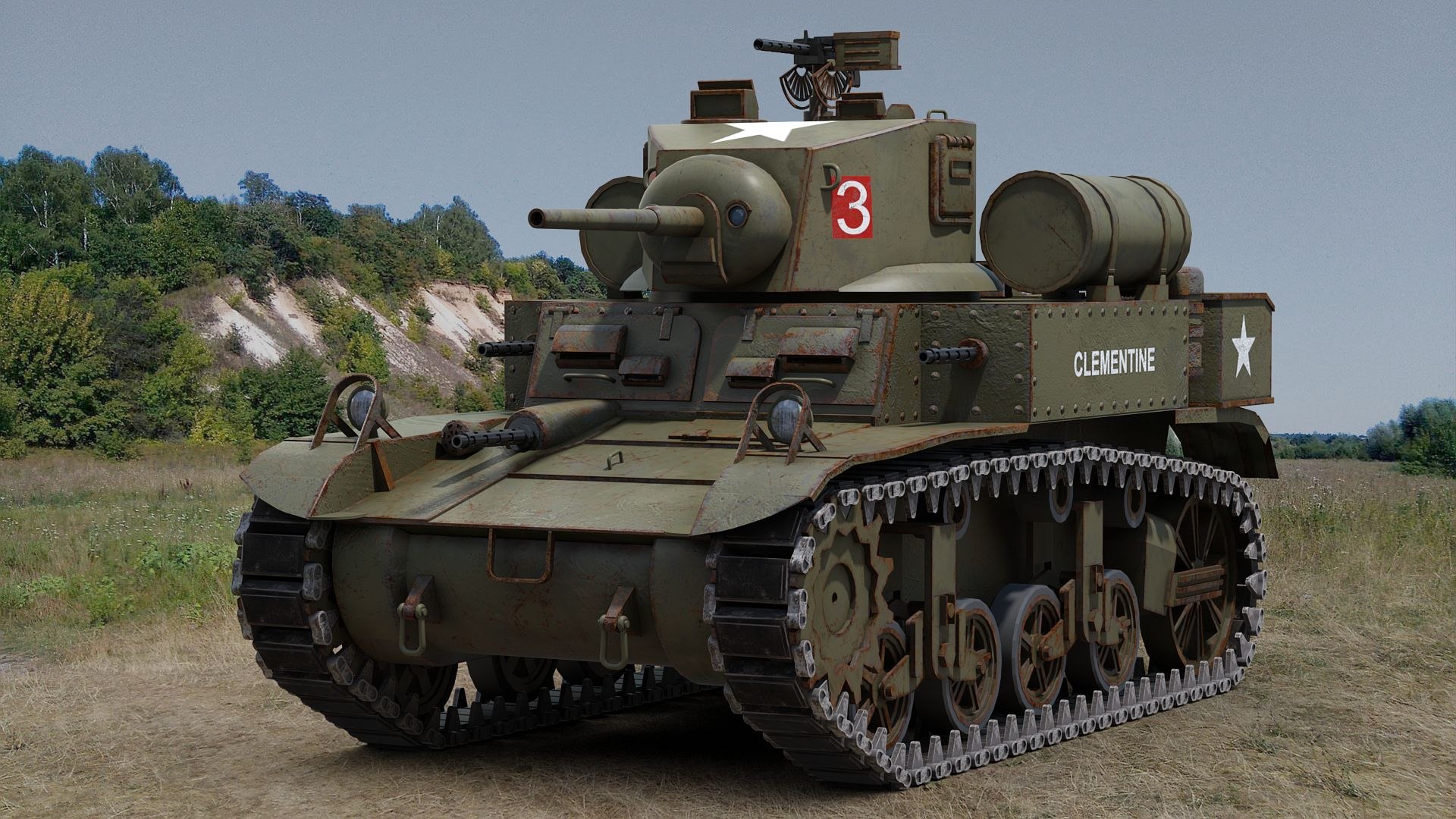 M3A1 Stuart Tank 3D - TurboSquid 1893323