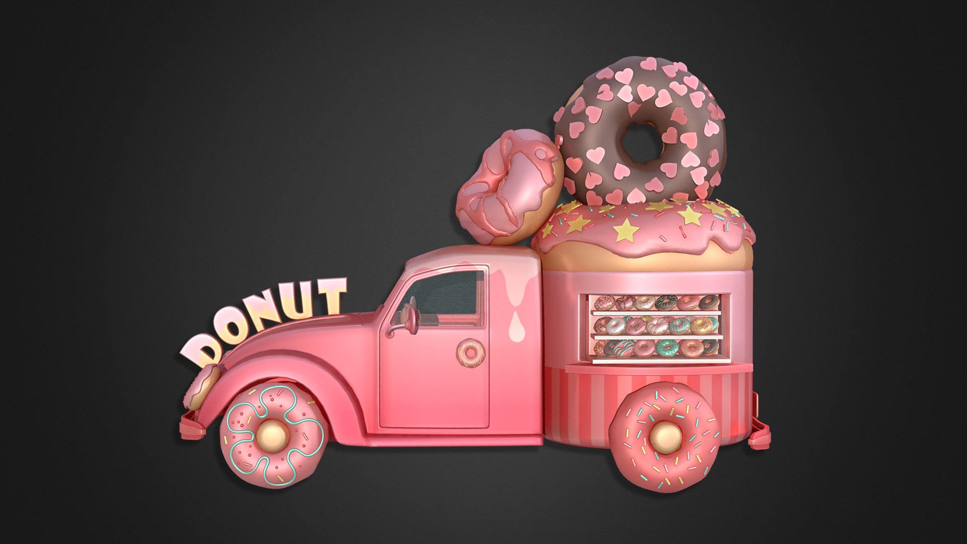 3D Asset - Cartoons - Food Donut Car Model - TurboSquid 2158168