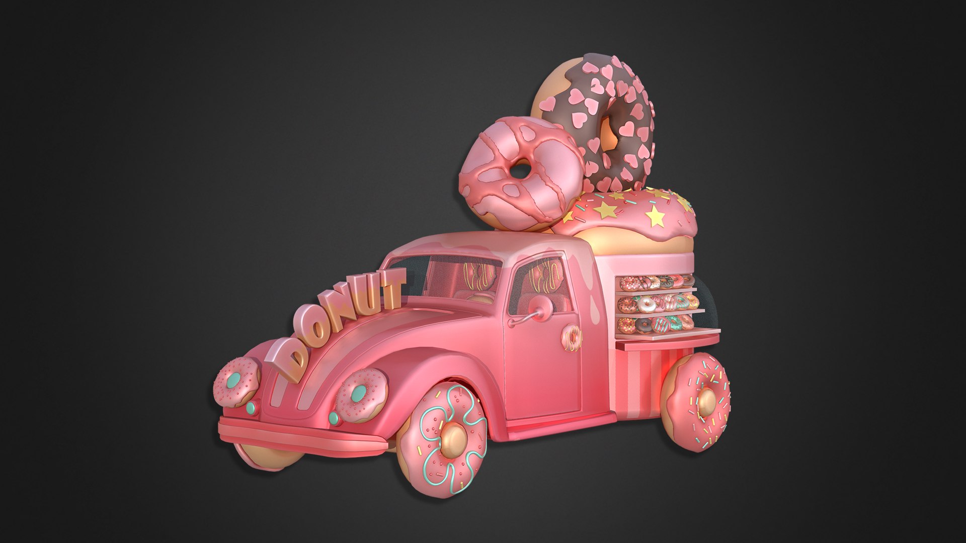 3D Asset - Cartoons - Food Donut Car Model - TurboSquid 2158168