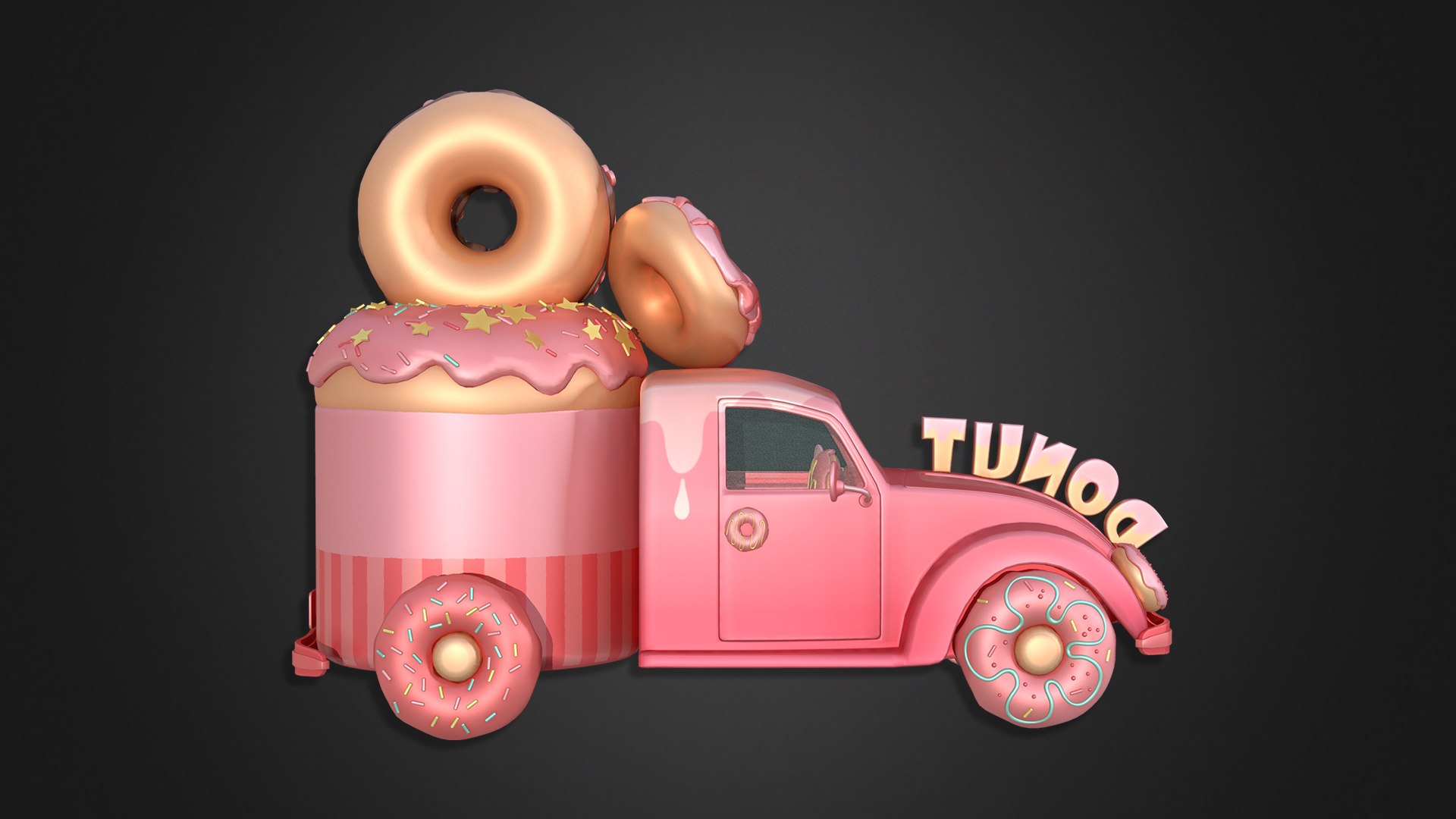 3D Asset - Cartoons - Food Donut Car Model - TurboSquid 2158168
