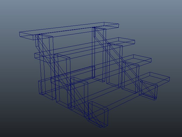 3d model wooden steps