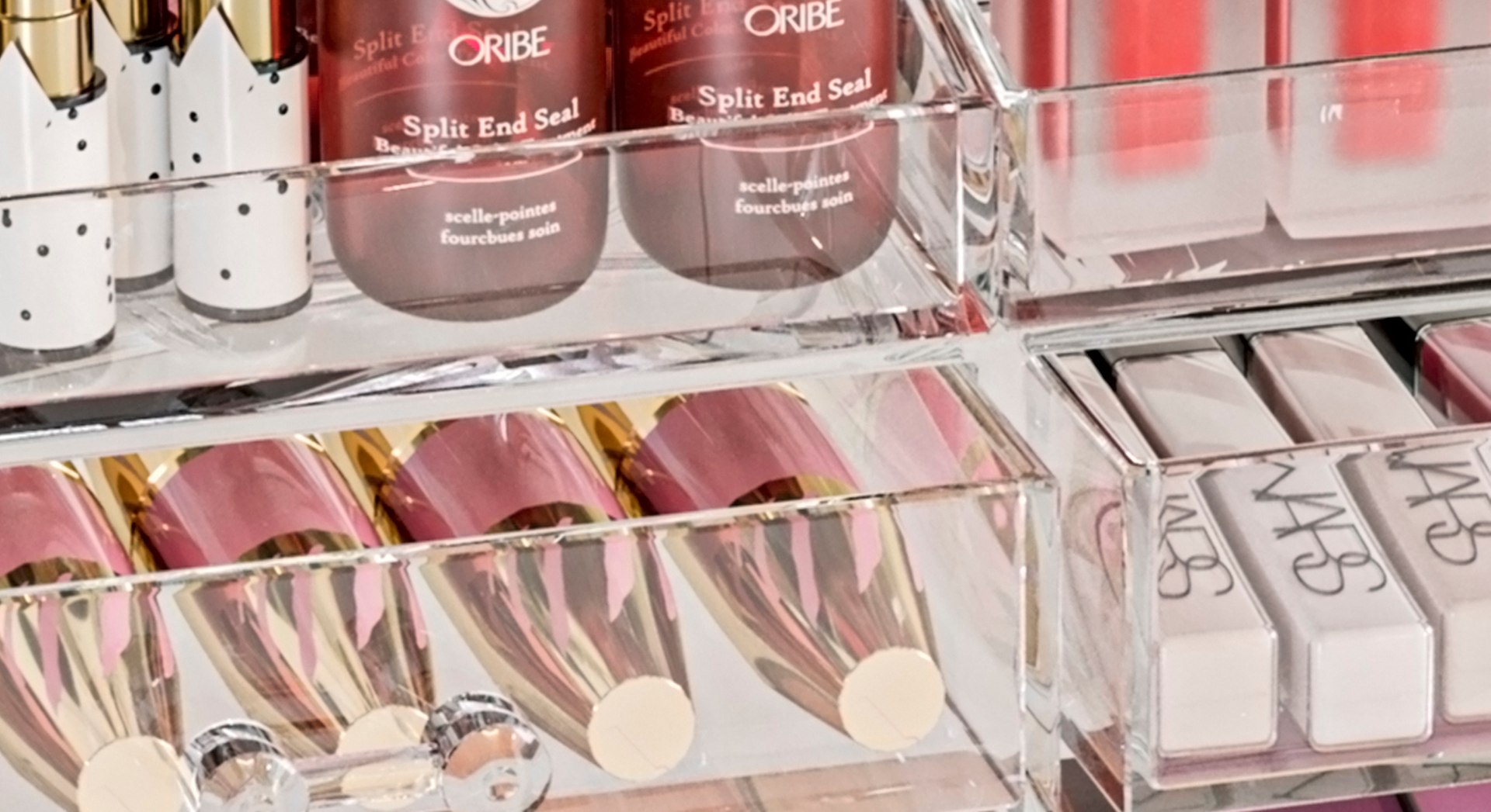 3D Set of cosmetics for make-up in a beauty salon or store model ...