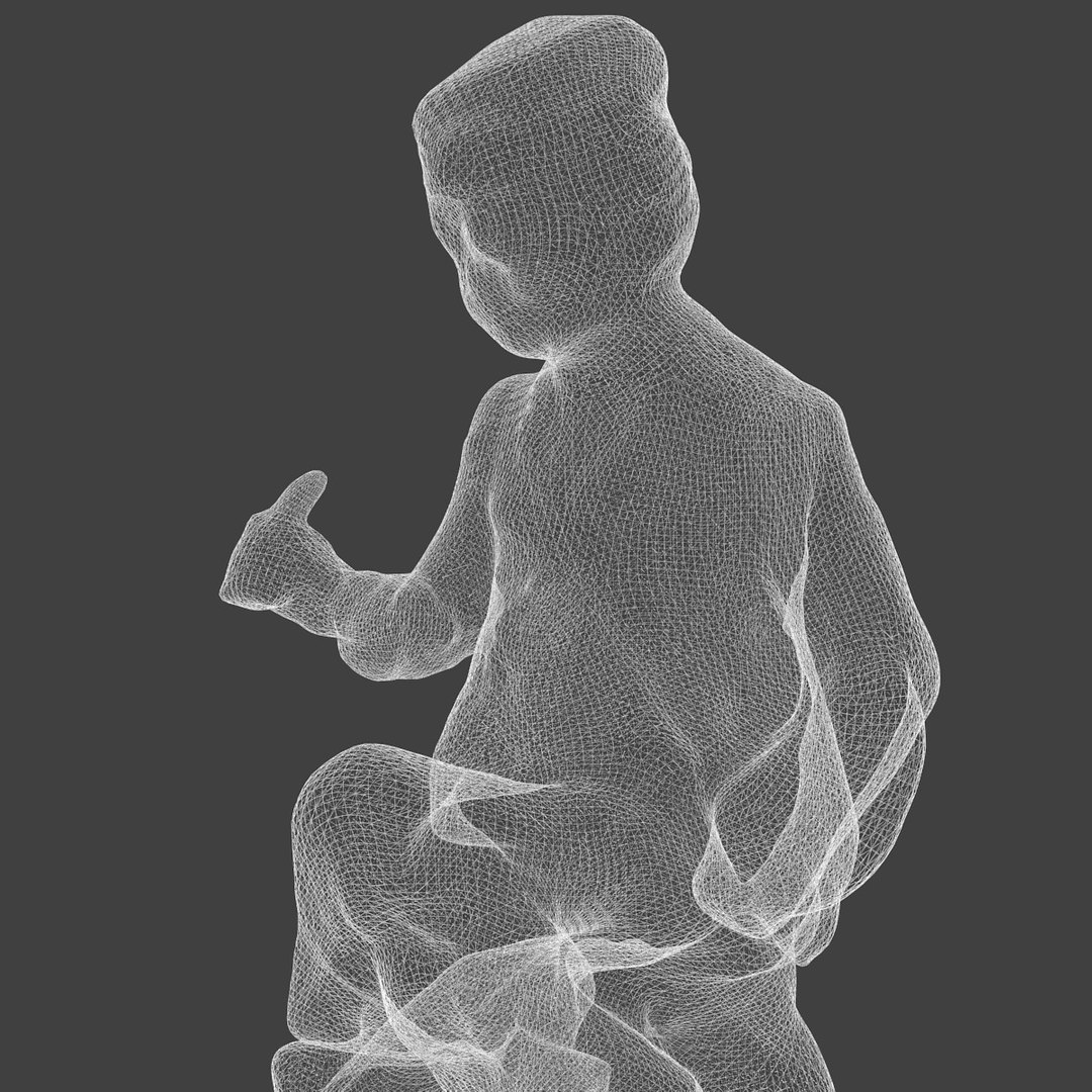 free hand ceramic man sitting 3d model