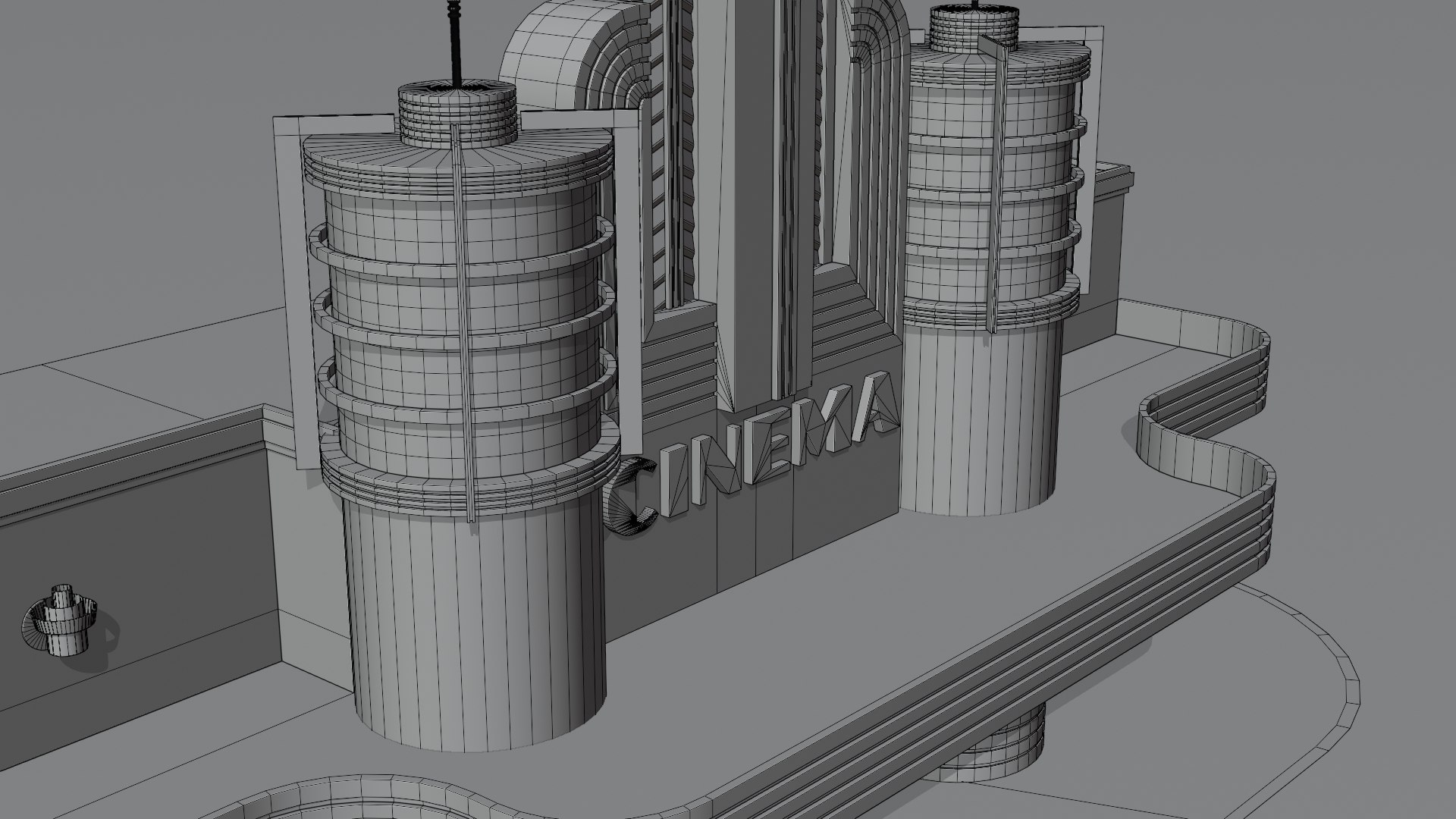 3D Facade Of A Vintage Cinema Model - TurboSquid 2141371