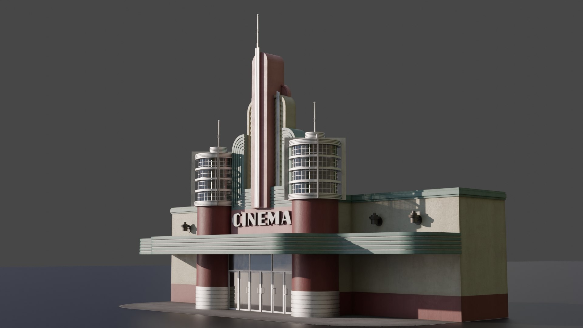 3D Facade Of A Vintage Cinema Model - TurboSquid 2141371