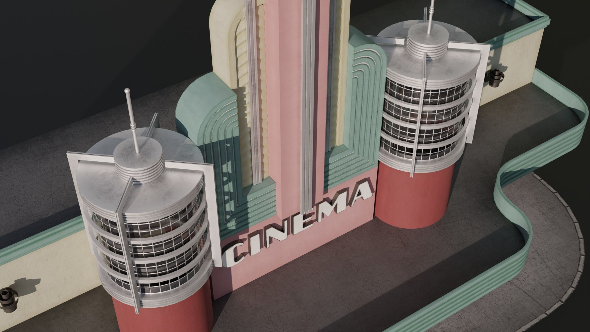 3D Facade Of A Vintage Cinema Model - TurboSquid 2141371