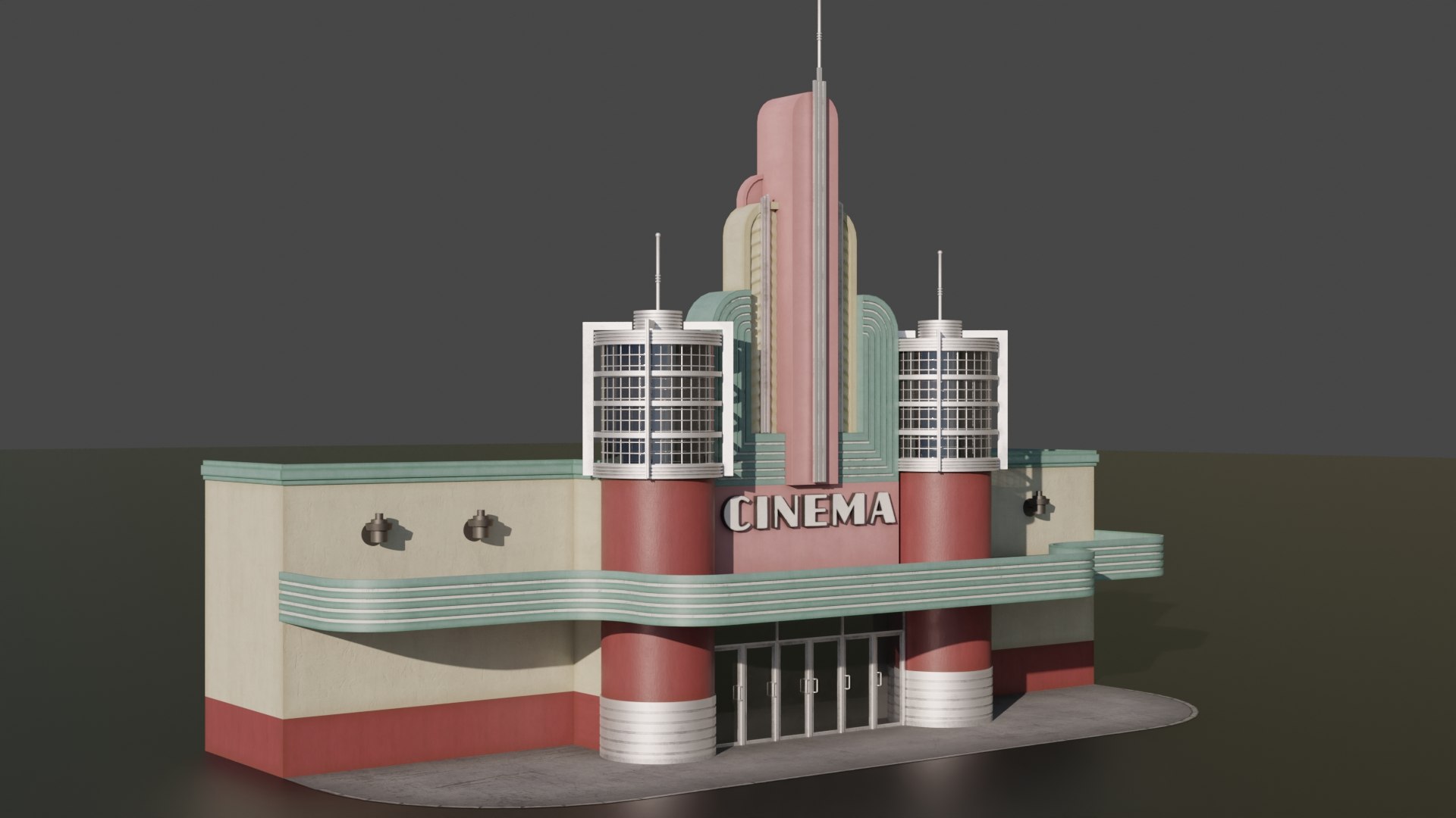 3D Facade Of A Vintage Cinema Model - TurboSquid 2141371