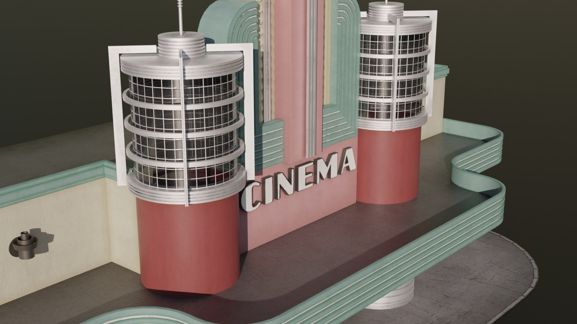 3D Facade Of A Vintage Cinema Model - TurboSquid 2141371