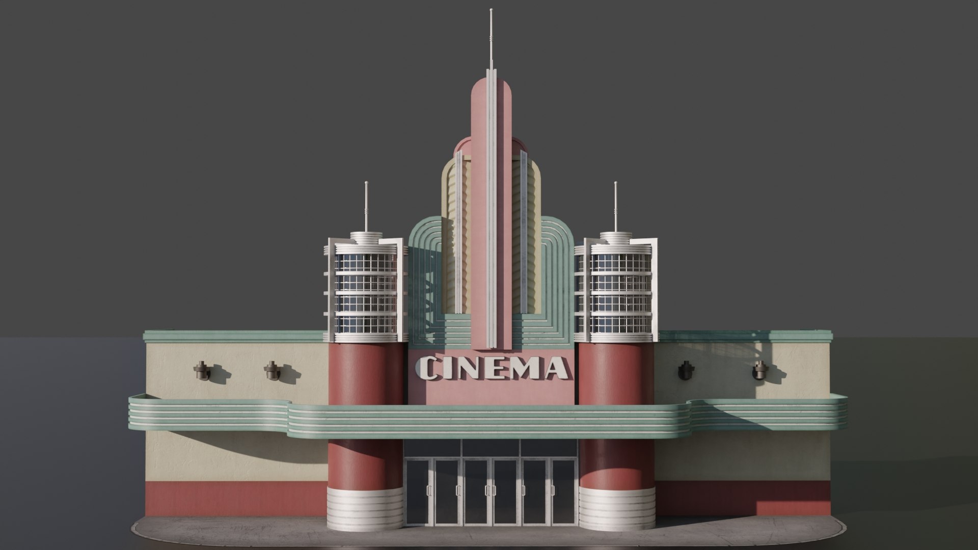 3D Facade Of A Vintage Cinema Model - TurboSquid 2141371