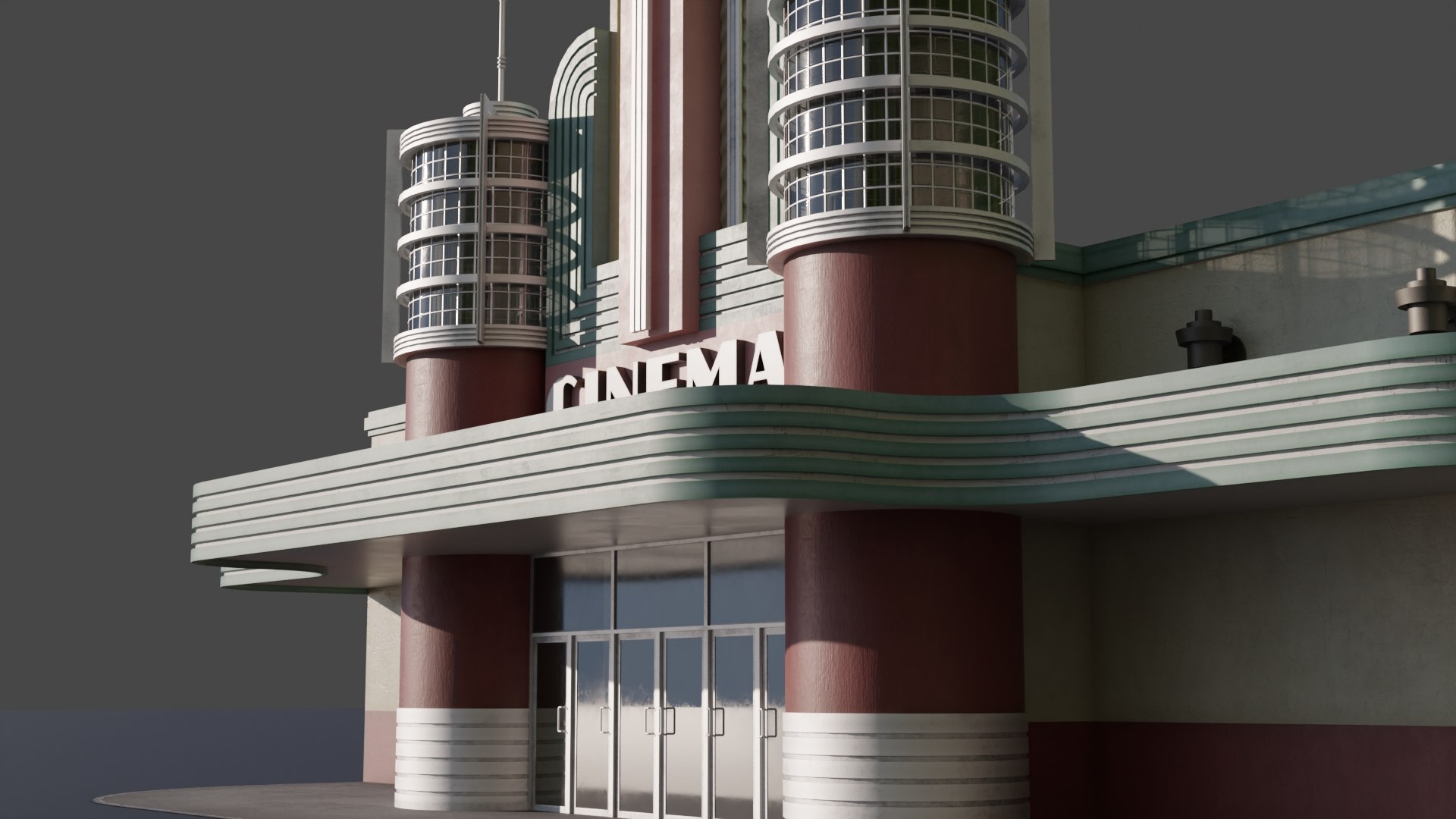 3D Facade Of A Vintage Cinema Model - TurboSquid 2141371