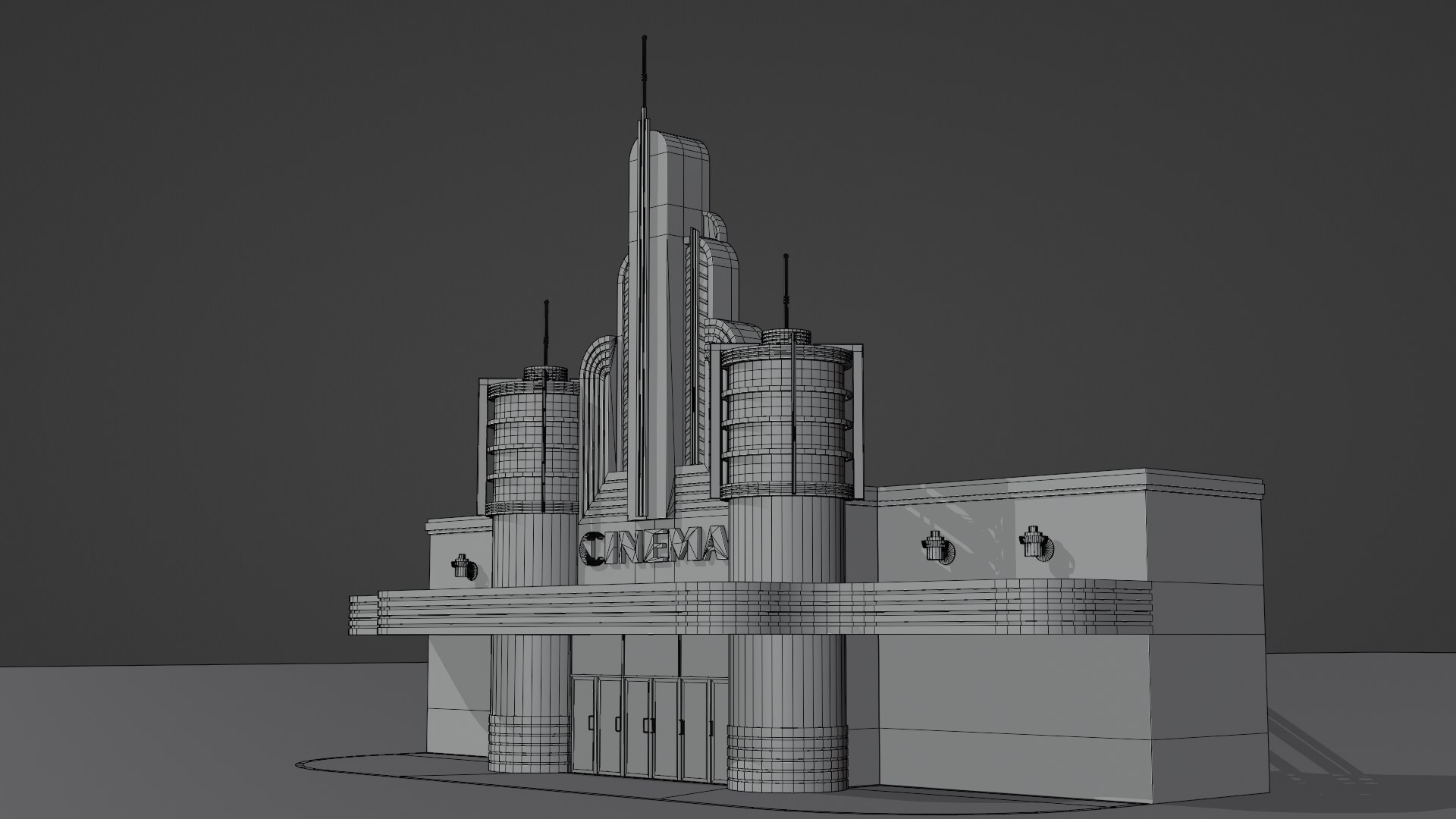 3D Facade Of A Vintage Cinema Model - TurboSquid 2141371