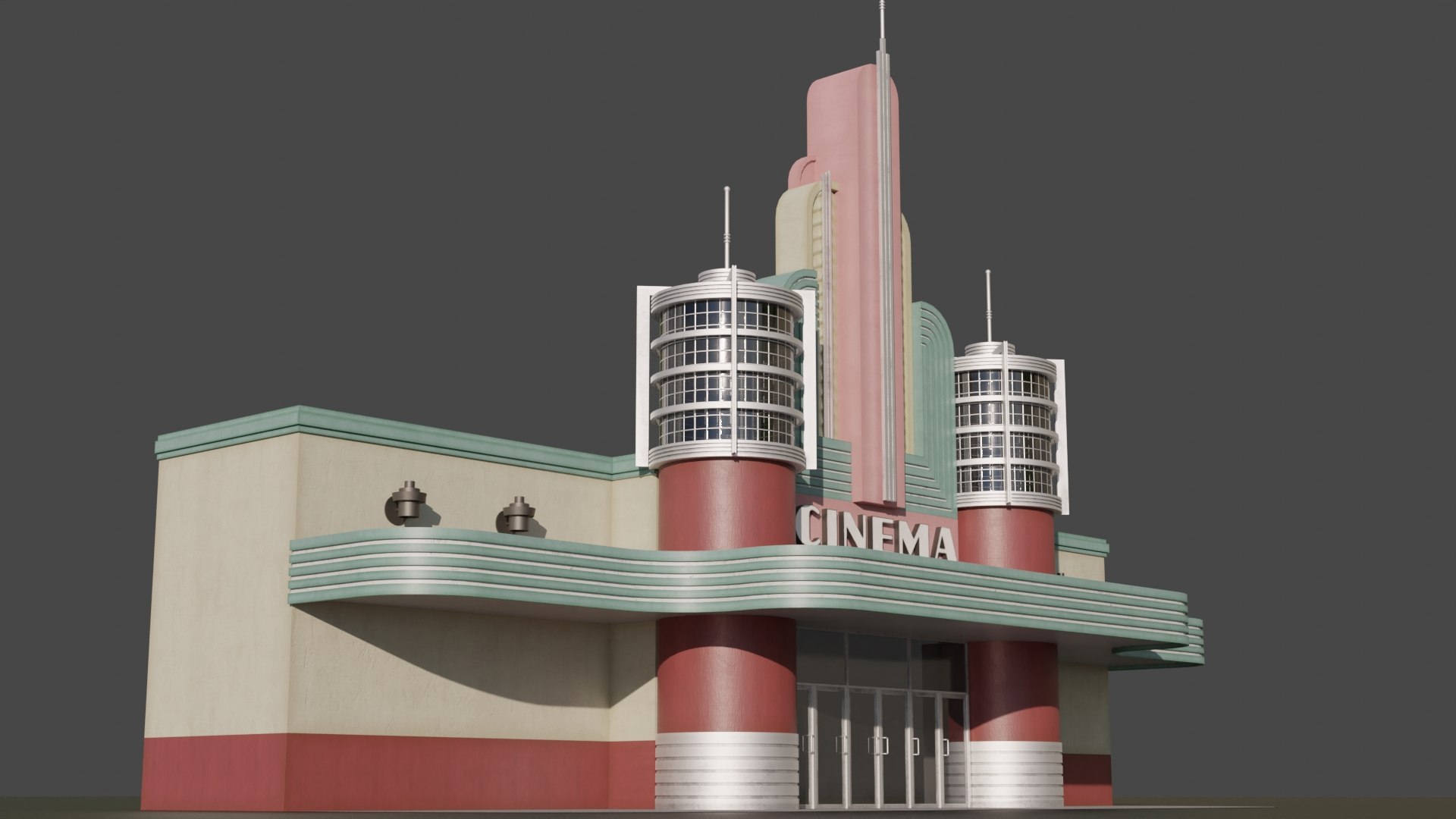 3D Facade Of A Vintage Cinema Model - TurboSquid 2141371