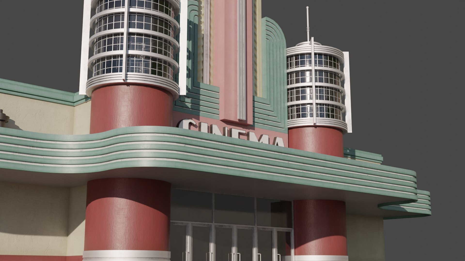 3D Facade Of A Vintage Cinema Model - TurboSquid 2141371