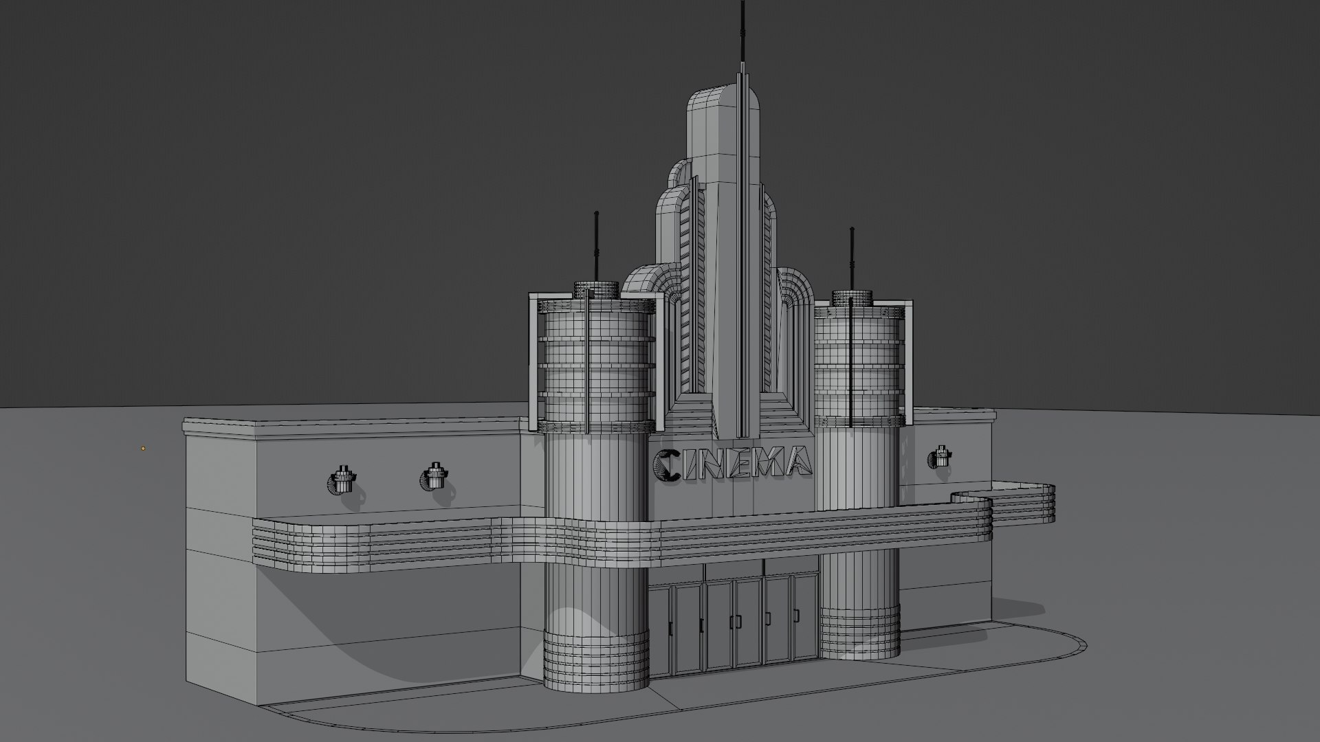 3D Facade Of A Vintage Cinema Model - TurboSquid 2141371
