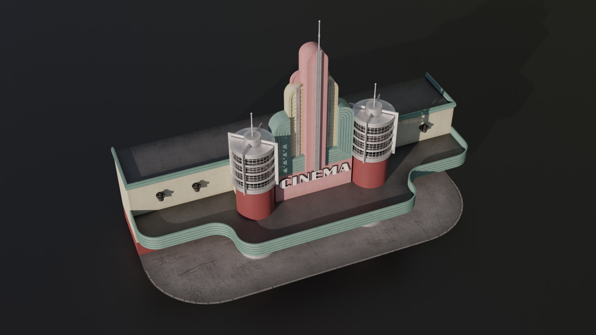 3D Facade Of A Vintage Cinema Model - TurboSquid 2141371