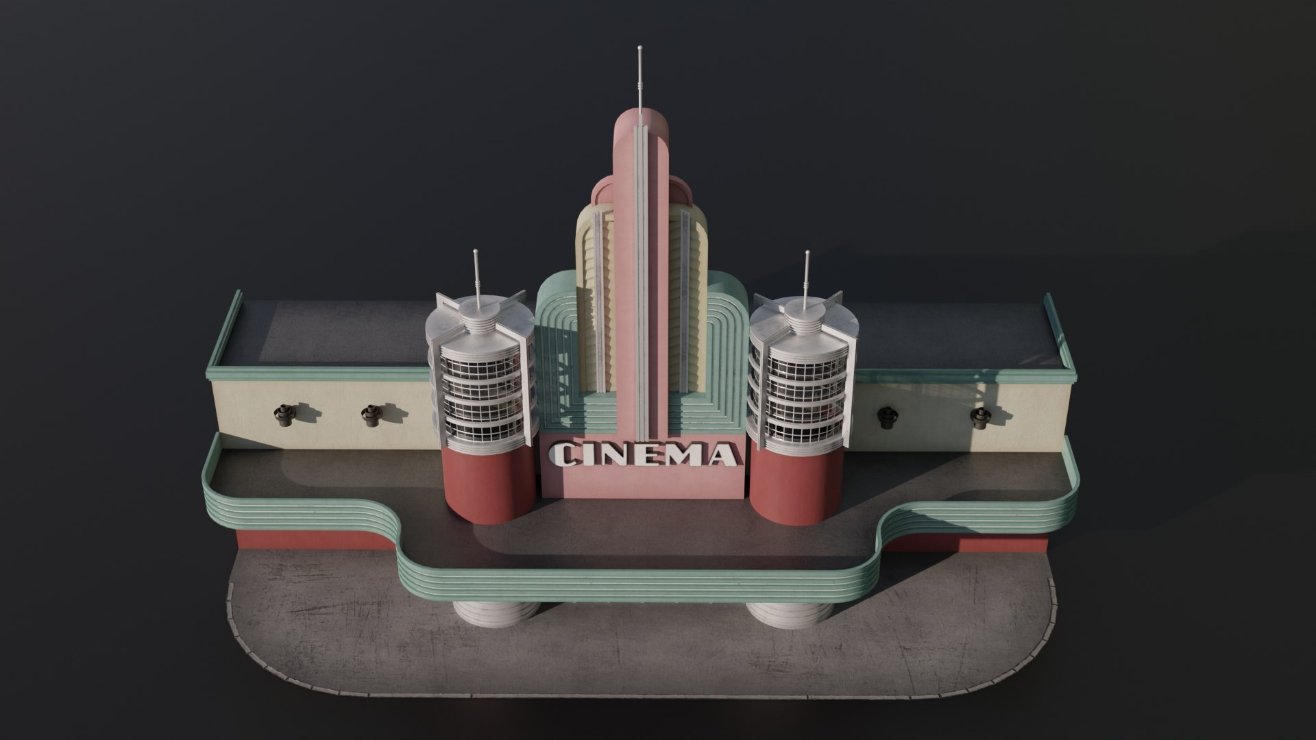 3D Facade Of A Vintage Cinema Model - TurboSquid 2141371