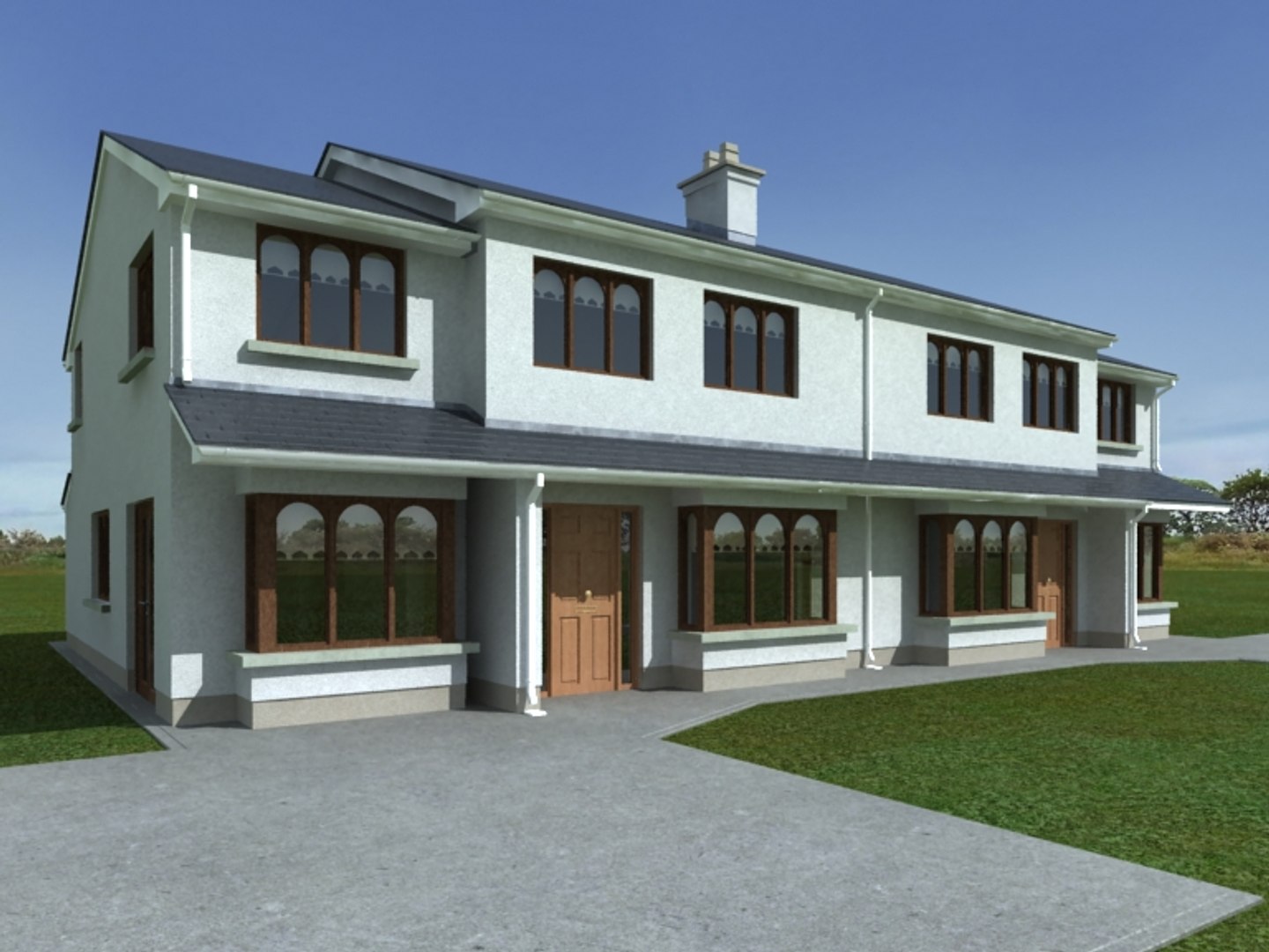 Semi-detached House Render 3d Model