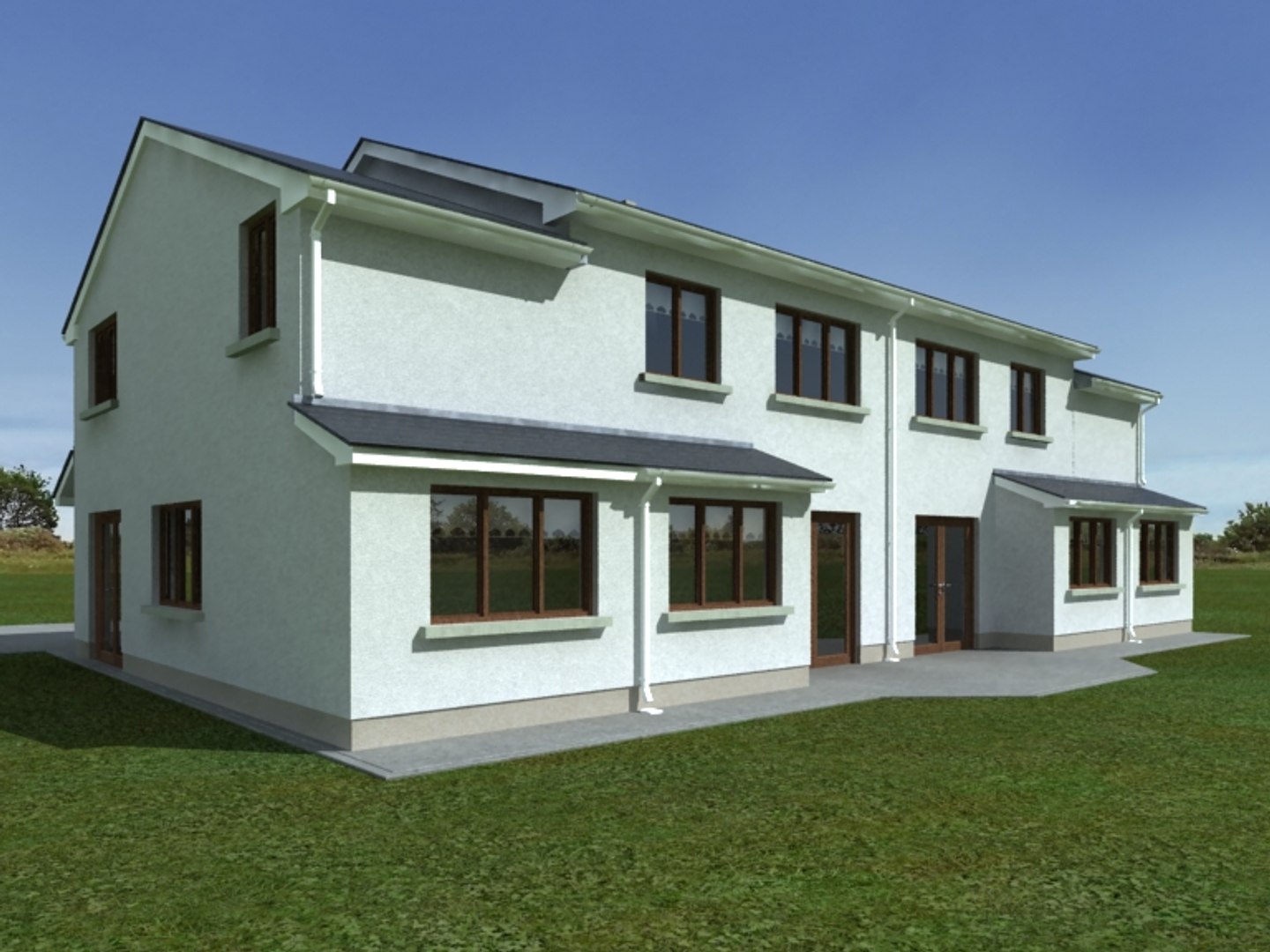 Semi-detached House Render 3d Model