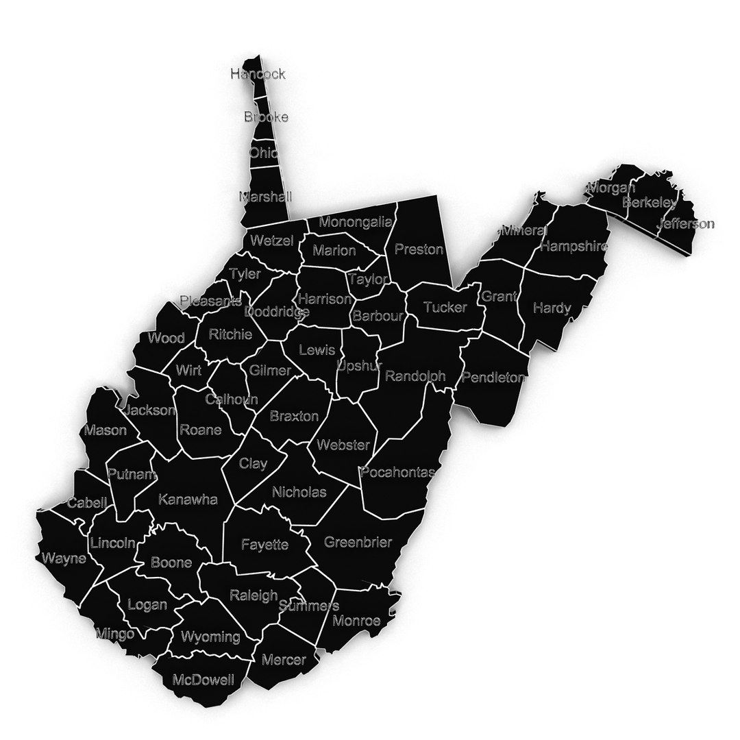 3d Model West Virginia Counties