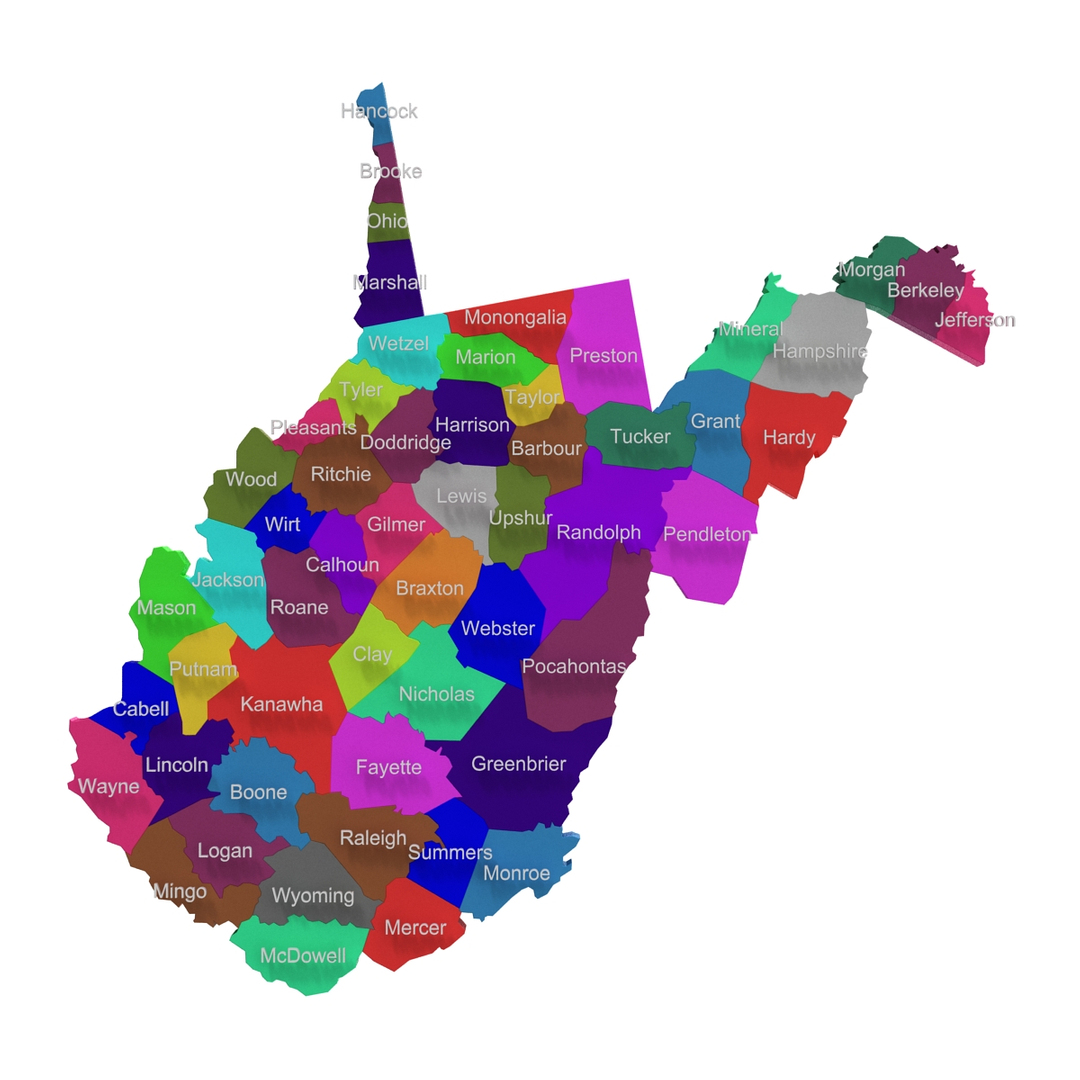 3d Model West Virginia Counties