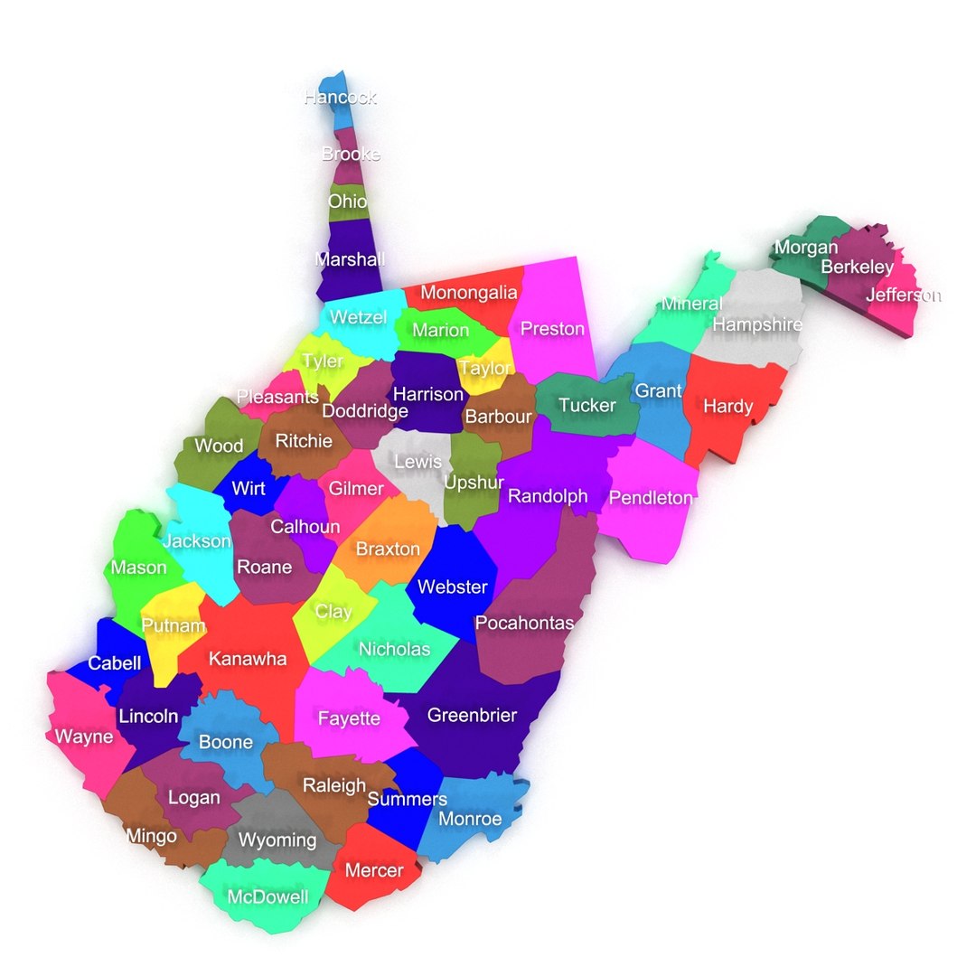 3d Model West Virginia Counties
