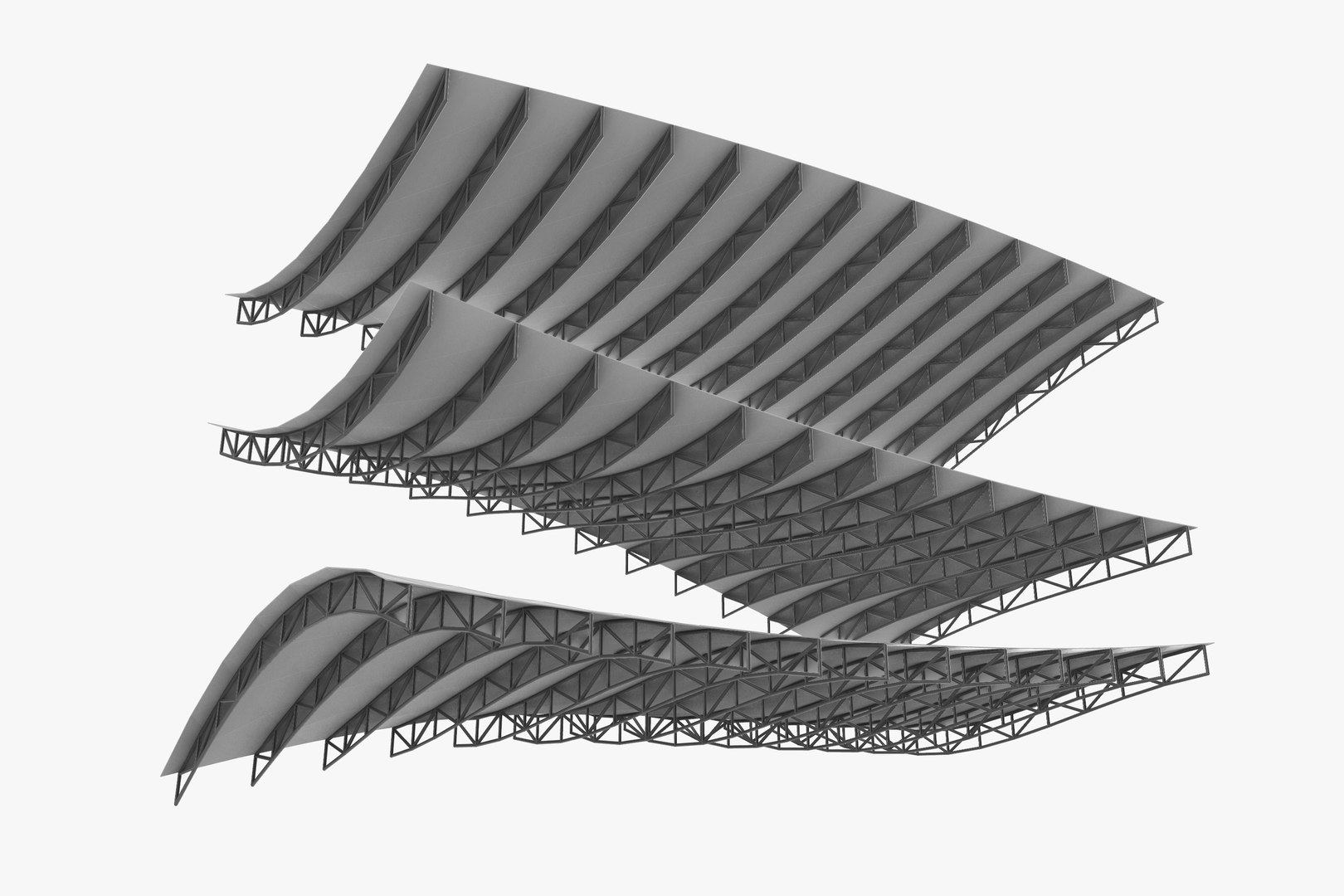 3D Truss Wavy Structures - TurboSquid 1964898