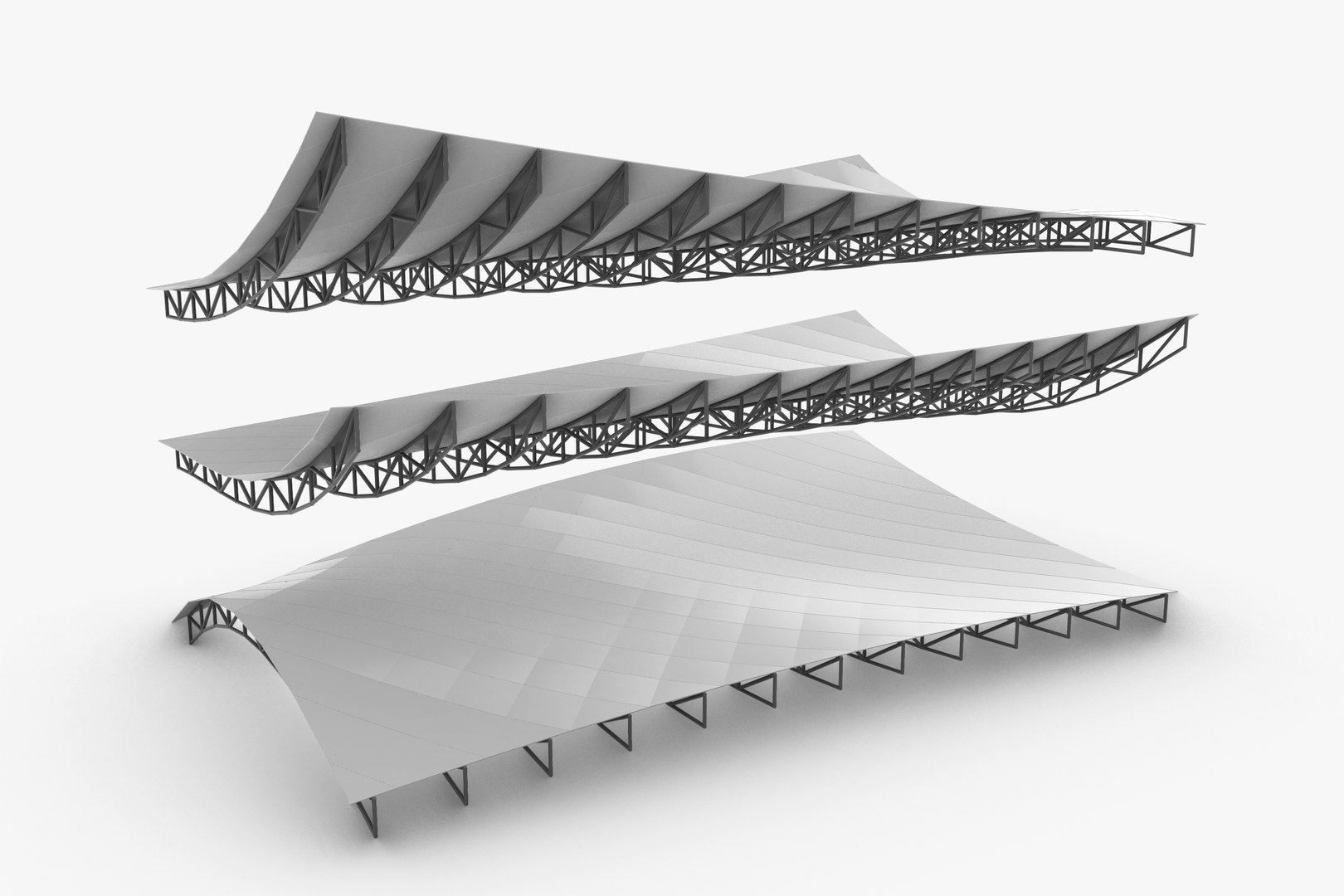 3D Truss Wavy Structures - TurboSquid 1964898