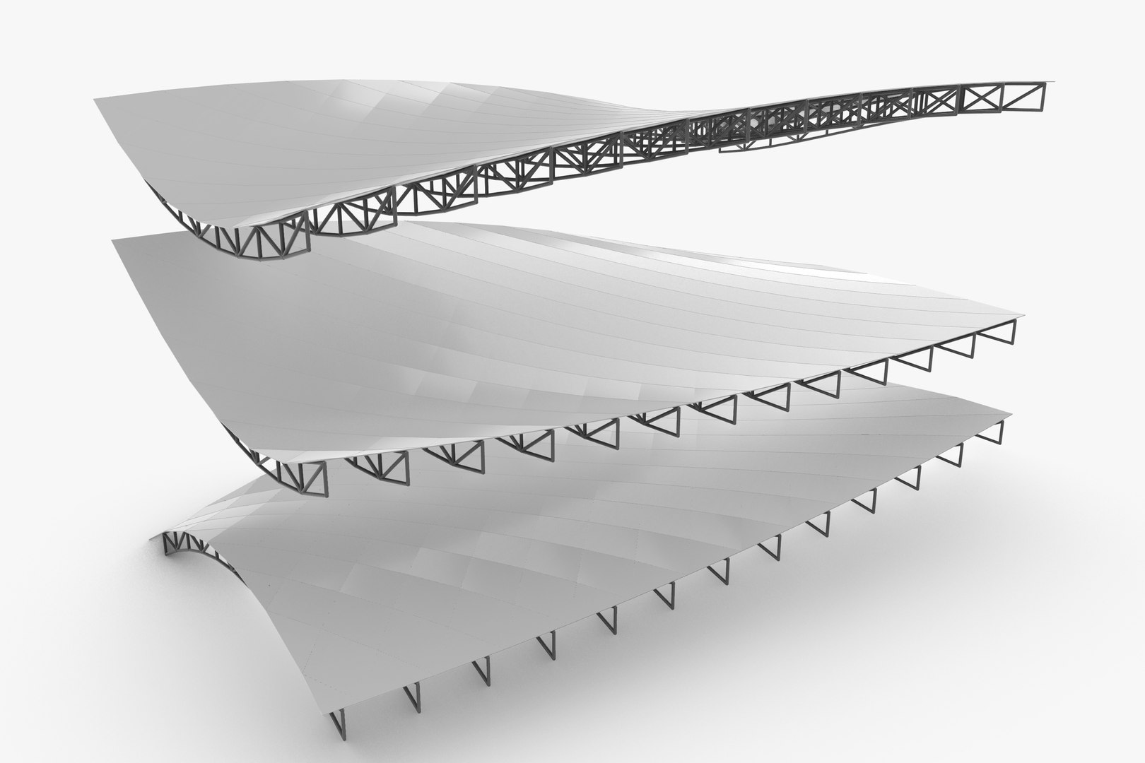 3D Truss Wavy Structures - TurboSquid 1964898