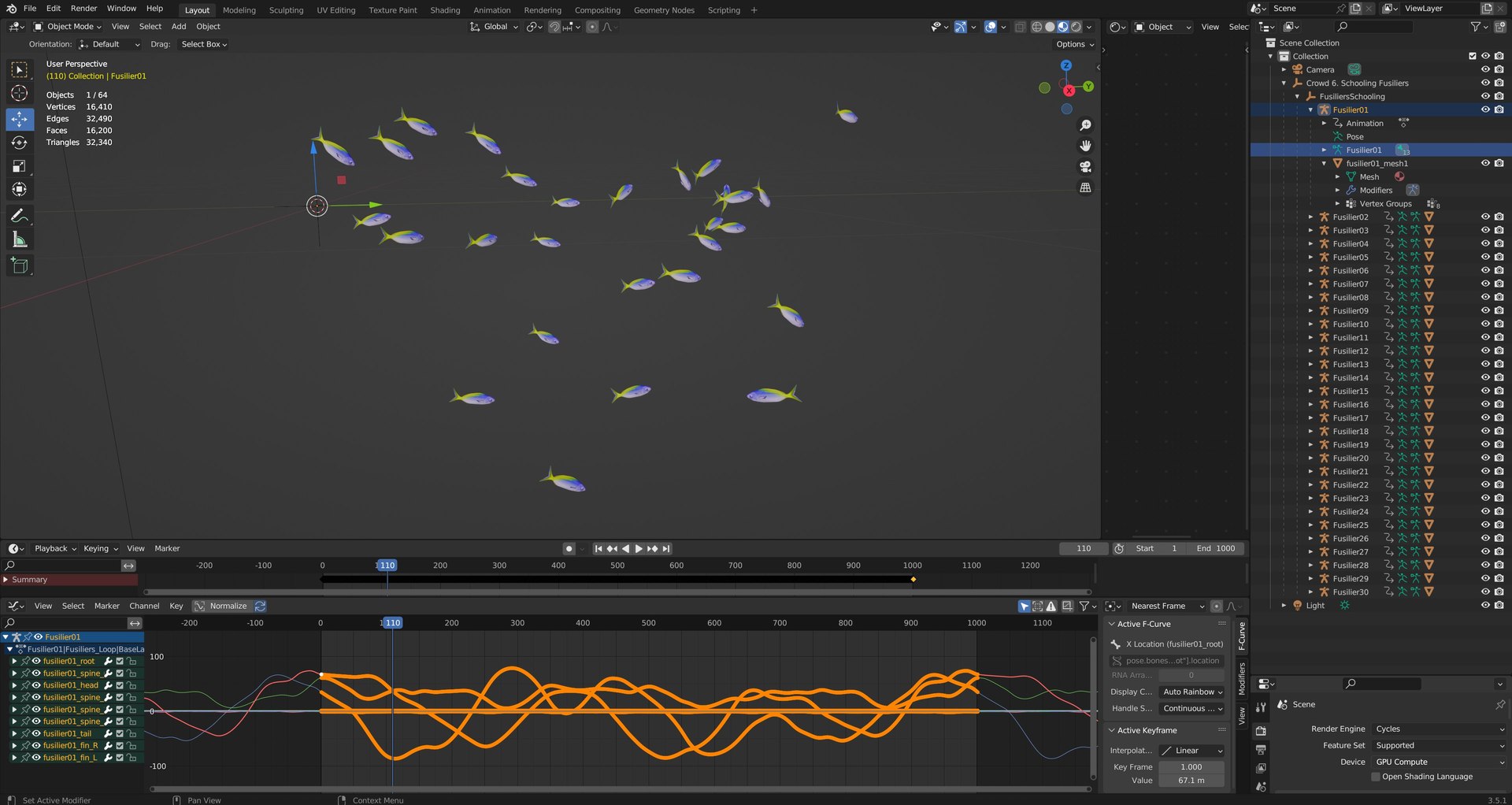 3D School Fish Fusiliers Model - TurboSquid 2518588