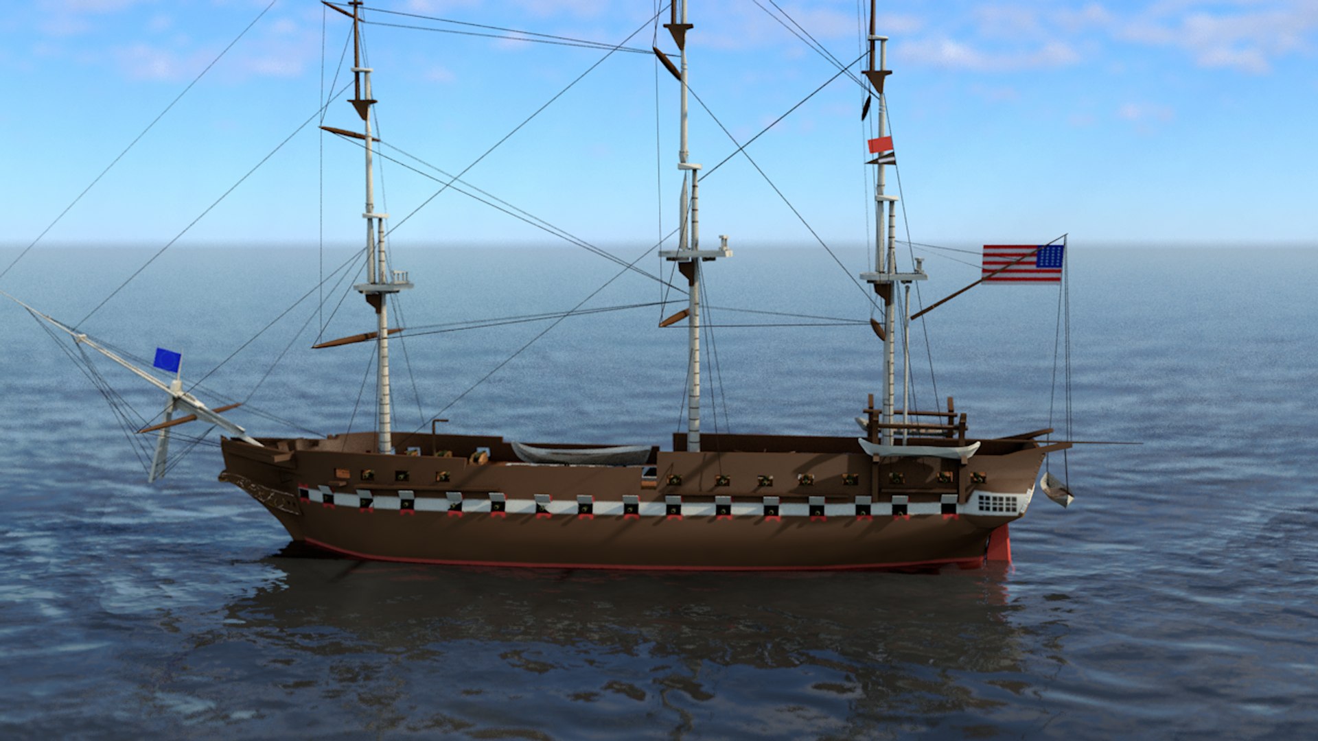3D Uss Constitution Frigate Battleship - TurboSquid 1452686
