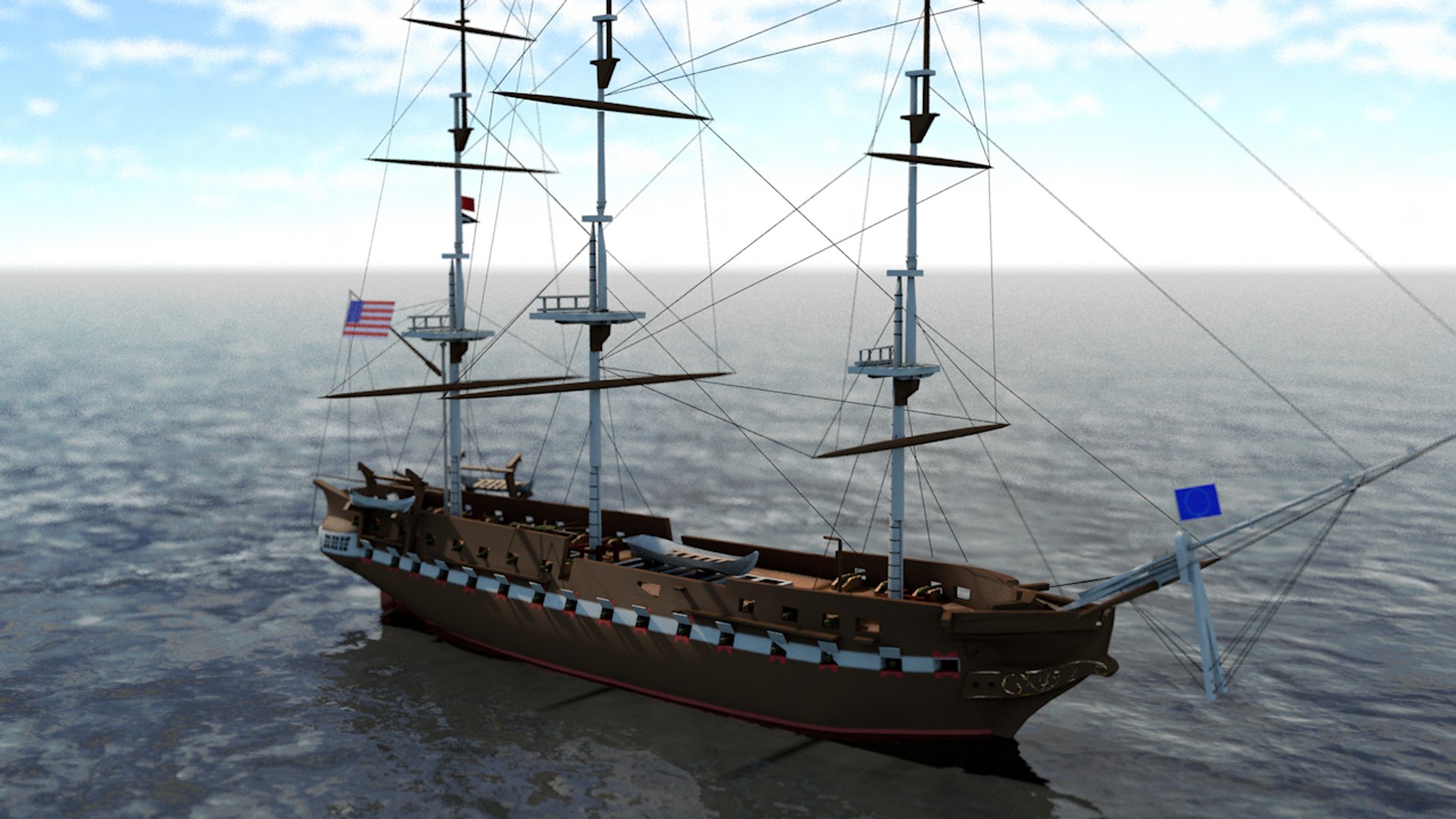 3D Uss Constitution Frigate Battleship - TurboSquid 1452686