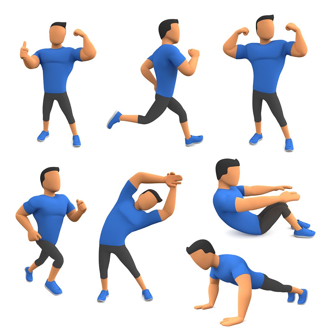 3d Cartoon Fitness Man