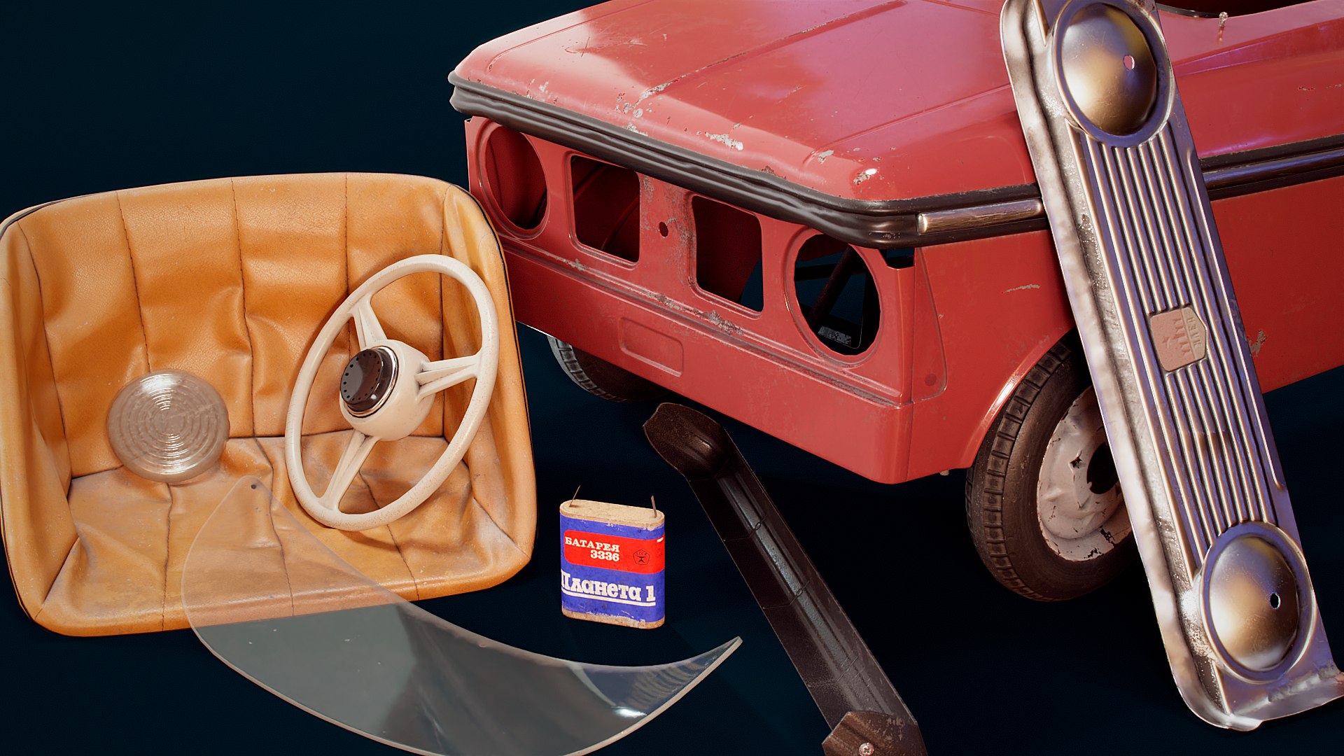 3D Pedal Retro Weathered Car Automotive Az9 Model - TurboSquid 2218318