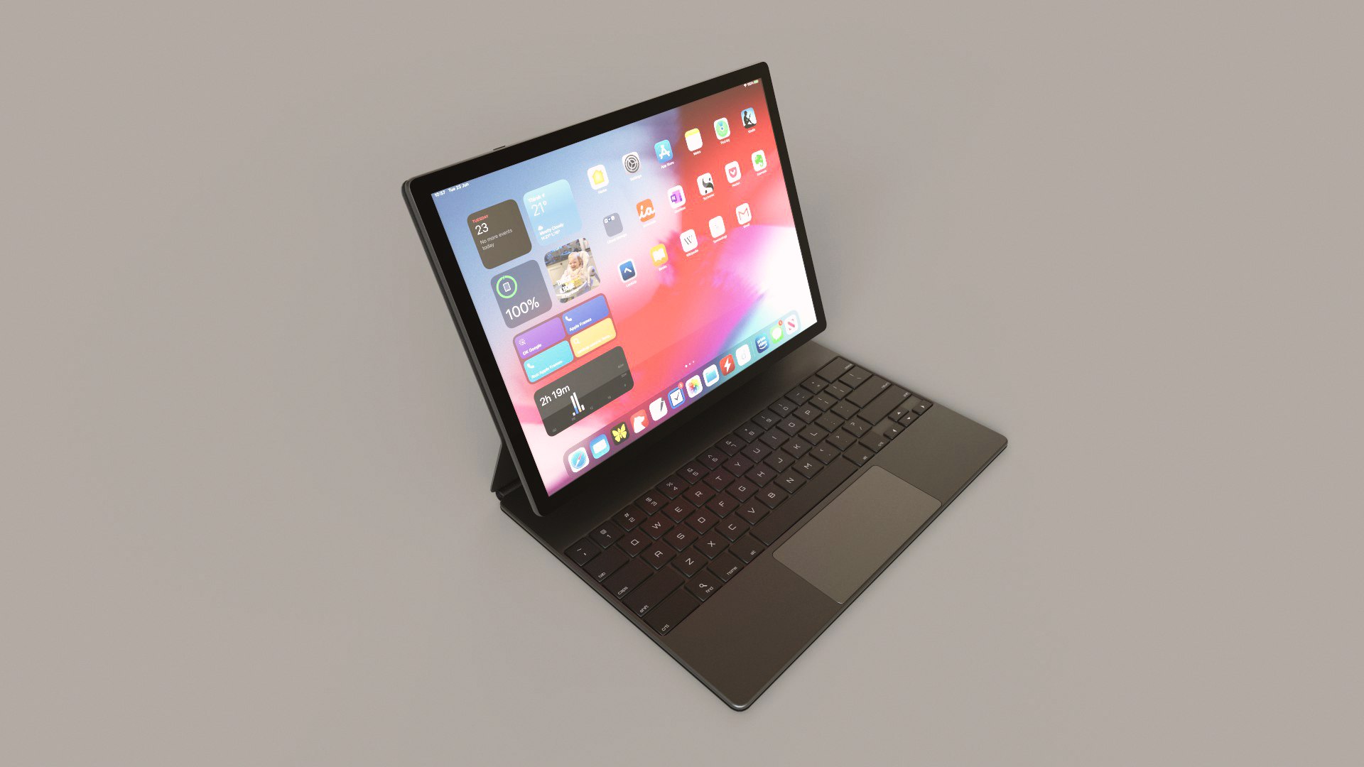 3D Large Digital Tablet With Keyboard Case and Stylus model ...