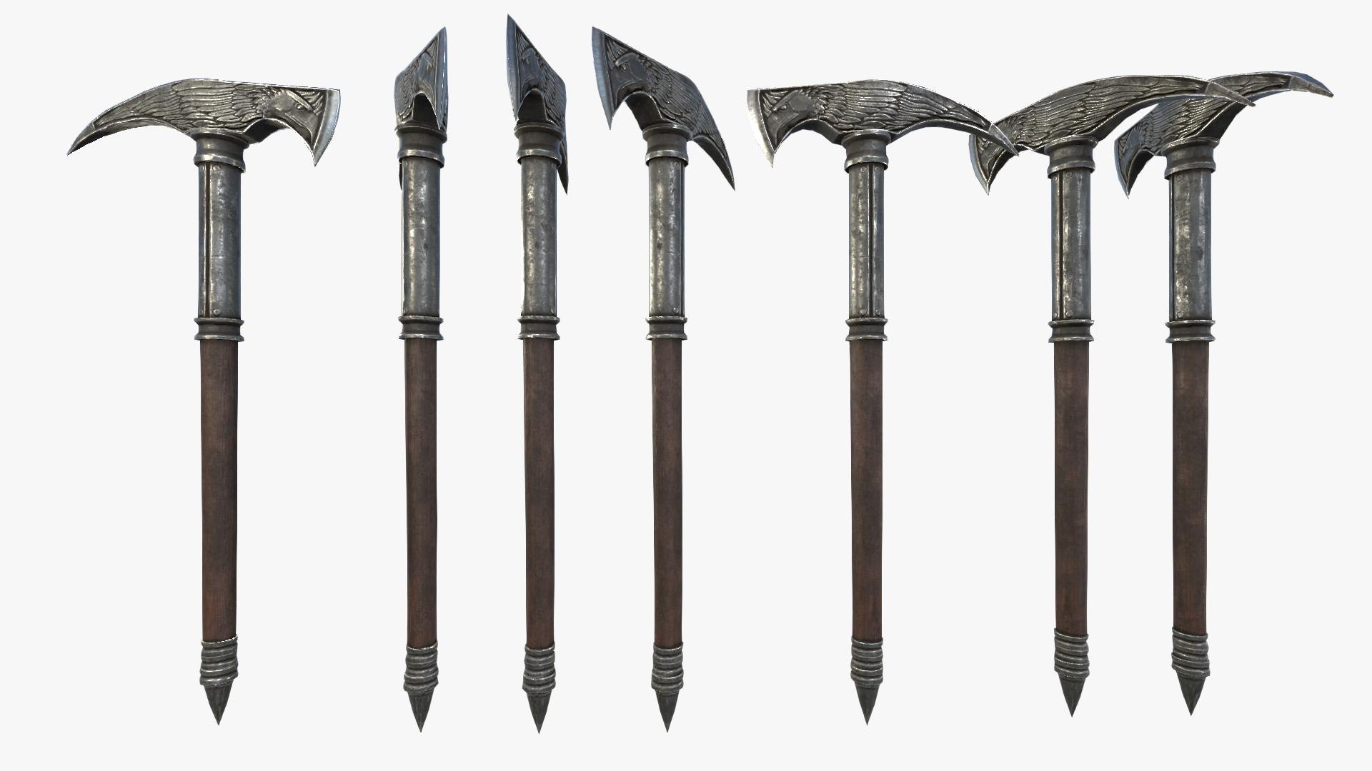 3D Fantasy Axe RPG Sagaris Pickaxe Mattock Double Axe Great Axe Battle ...