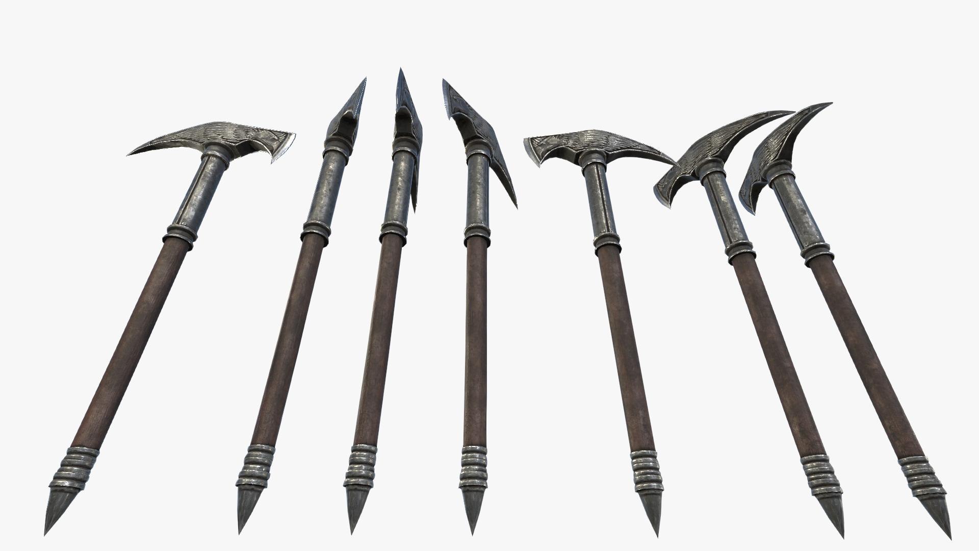 3D Fantasy Axe RPG Sagaris Pickaxe Mattock Double Axe Great Axe Battle ...