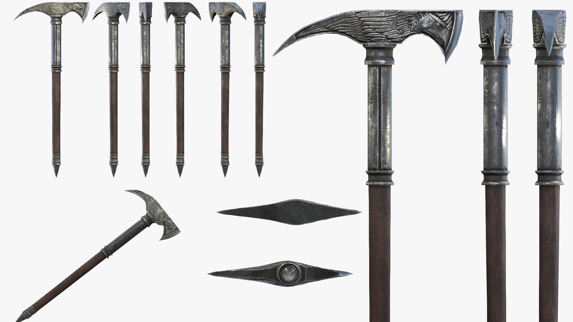 3D Fantasy Axe RPG Sagaris Pickaxe Mattock Double Axe Great Axe Battle ...